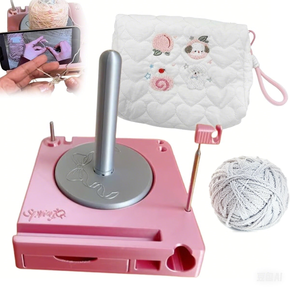 Shiny Portable Yarn Spool Box Upgraded Rotating Pendulum Yarn Dispenser ...