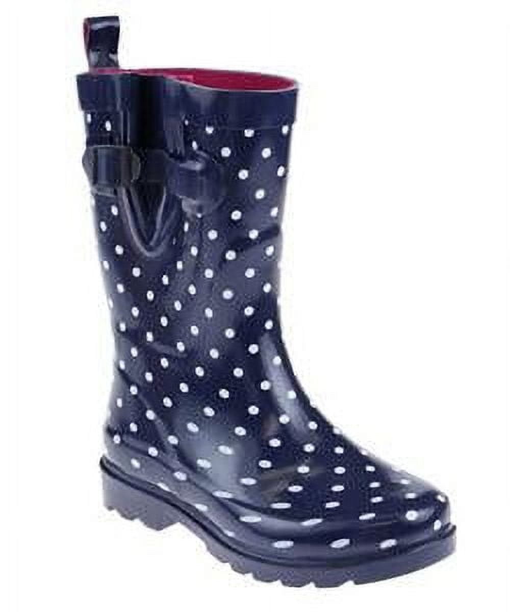 Capelli New York Women's Rain Boot Lightweight, Buckle Mid Calf Navy ...