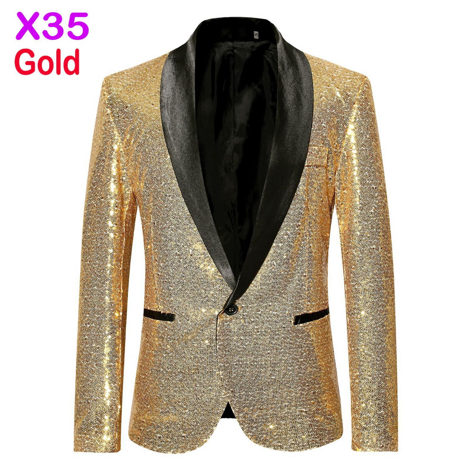 Shiny Purple Sequin Glitter Embellished Tuxedo Suit Jacket Men One ...