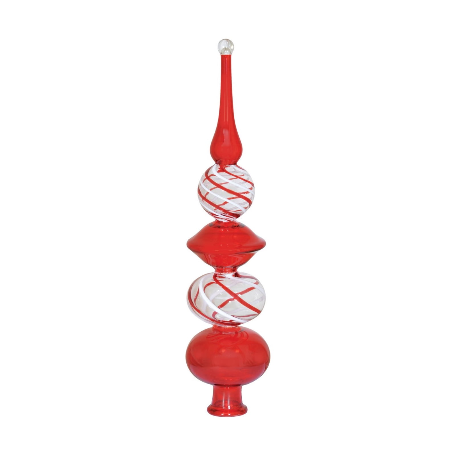 Shiny Red and White Striped Egyptian Glass Tree Topper Made in Egypt 11 ...