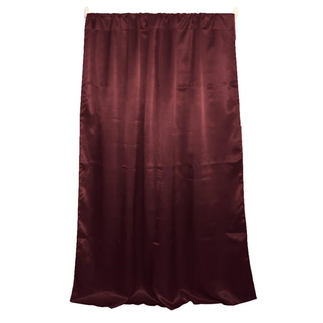 Shiny Satin Solid Single Curtain Panel Drapery 58 Inch Wide Burgundy ...
