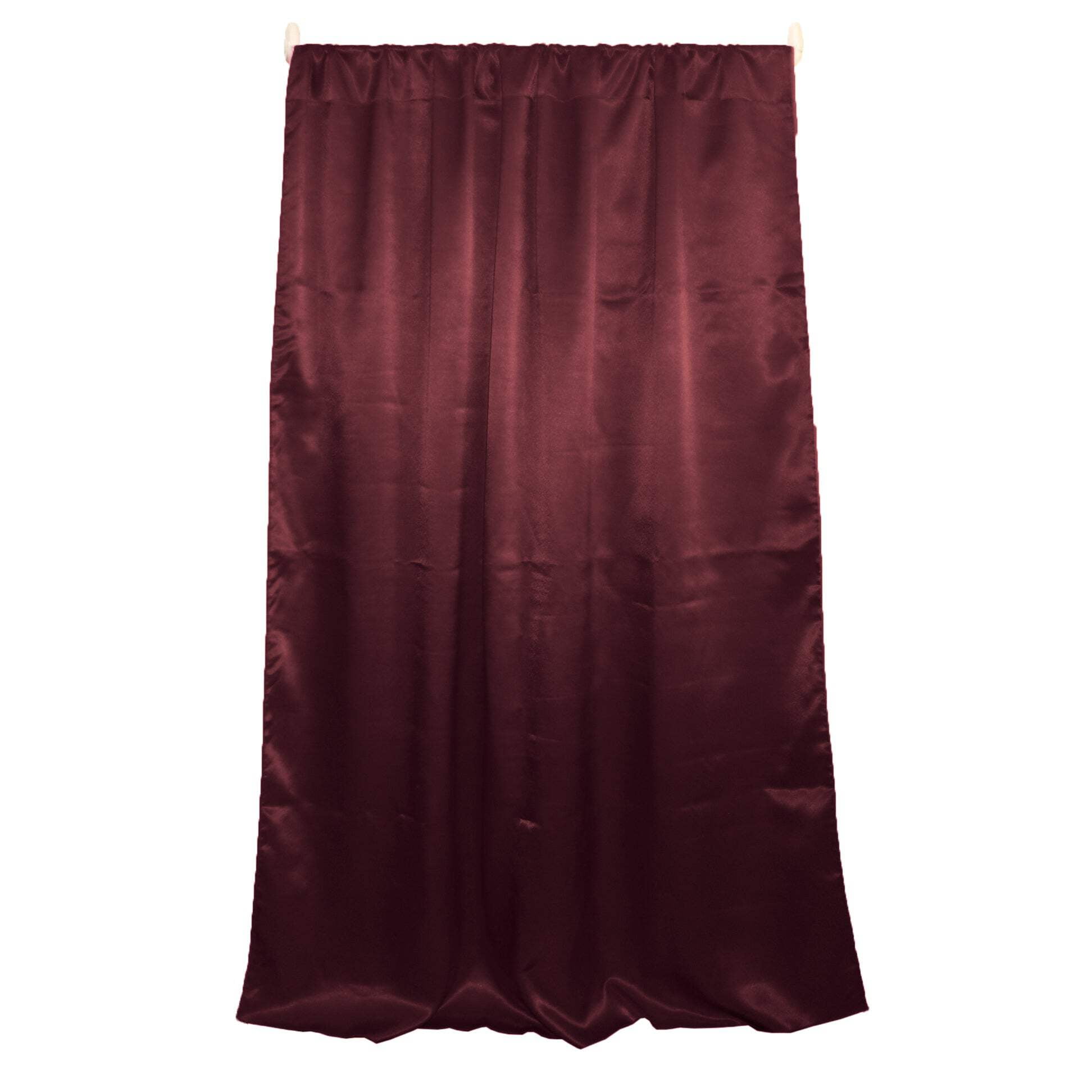 Shiny Satin Solid Single Curtain Panel Drapery 58 Inch Wide Burgundy ...