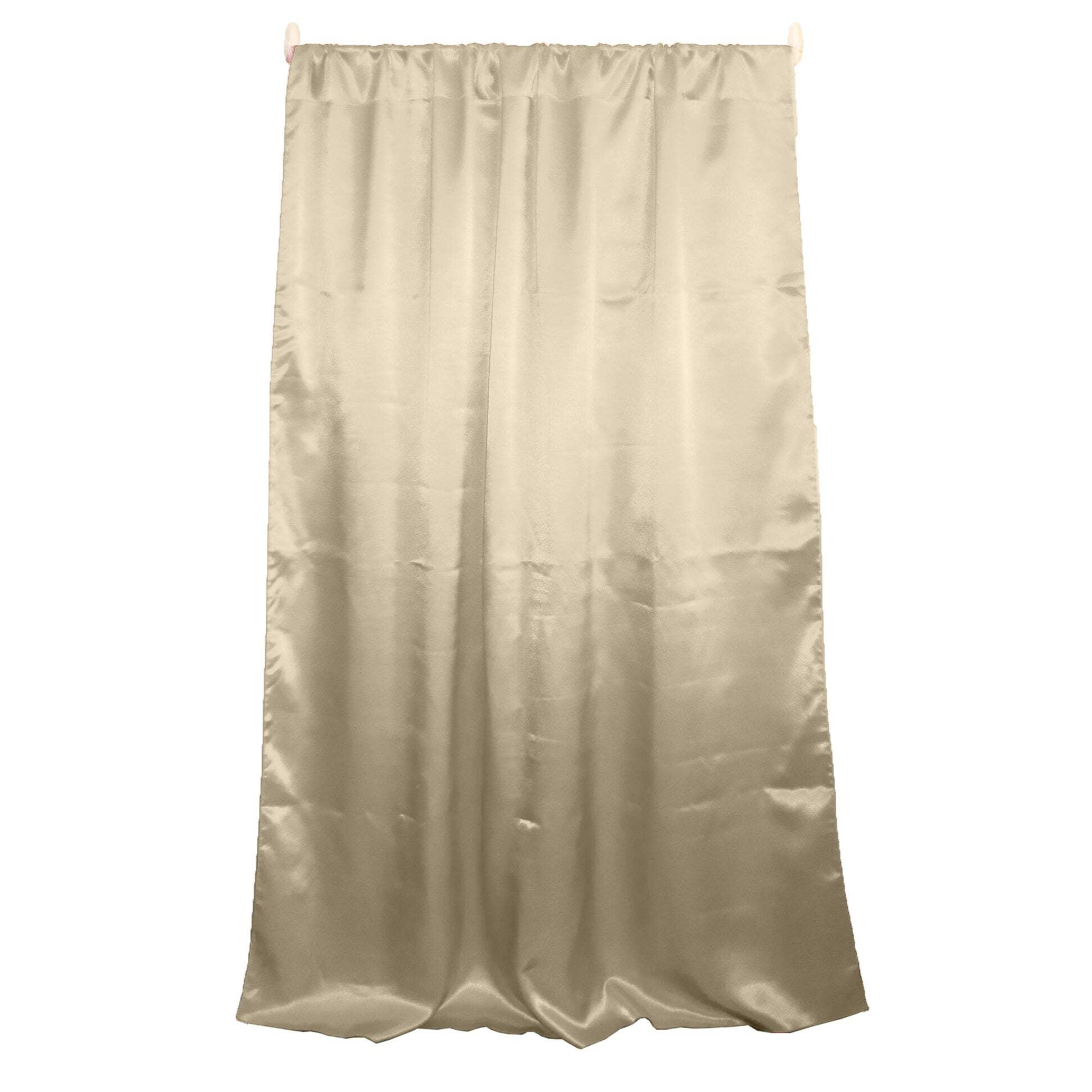 Shiny Satin Solid Single Curtain Panel Drapery 58 Inch Wide Champagne ...
