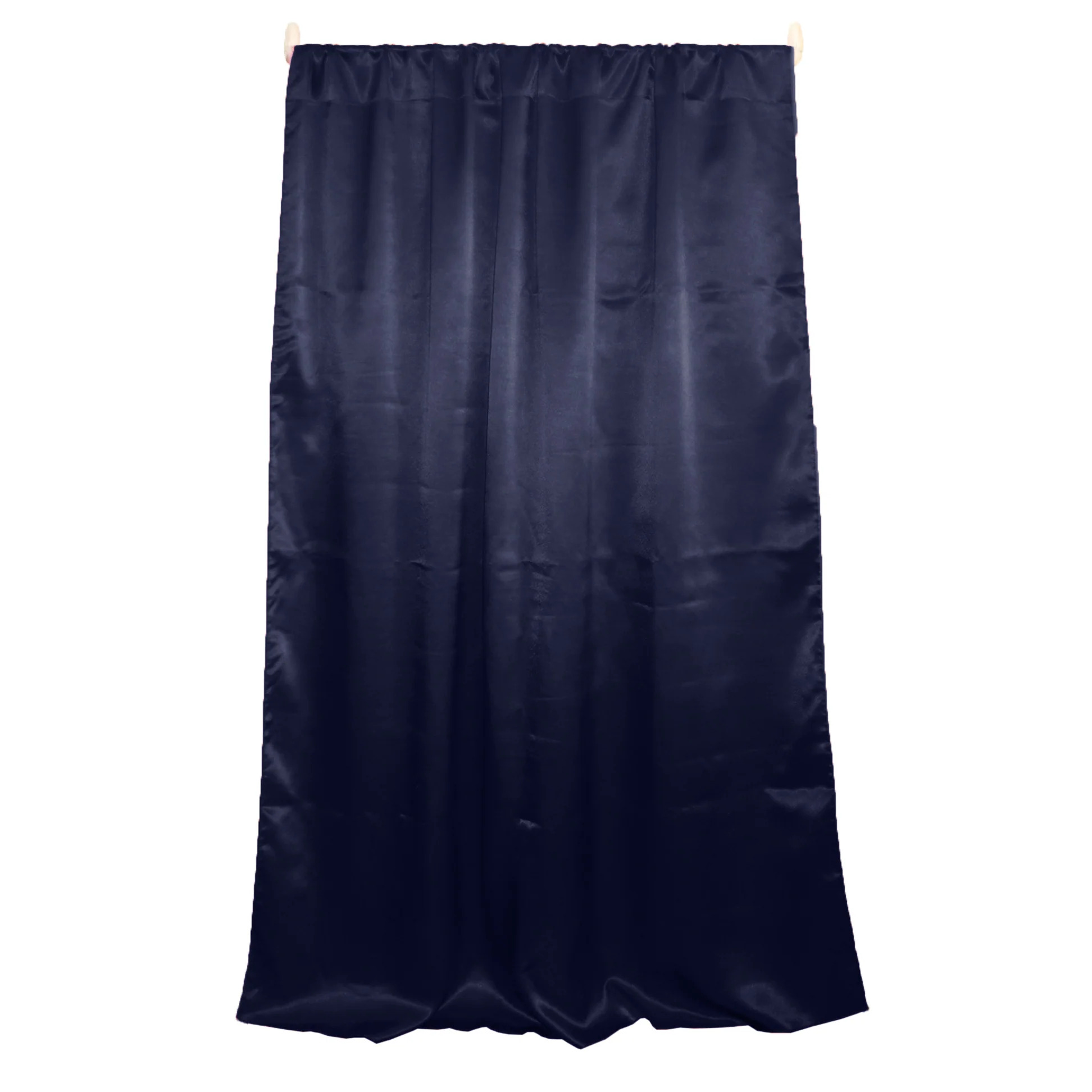 Shiny Satin Solid Single Curtain Panel Drapery 58 Inch Wide Navy ...