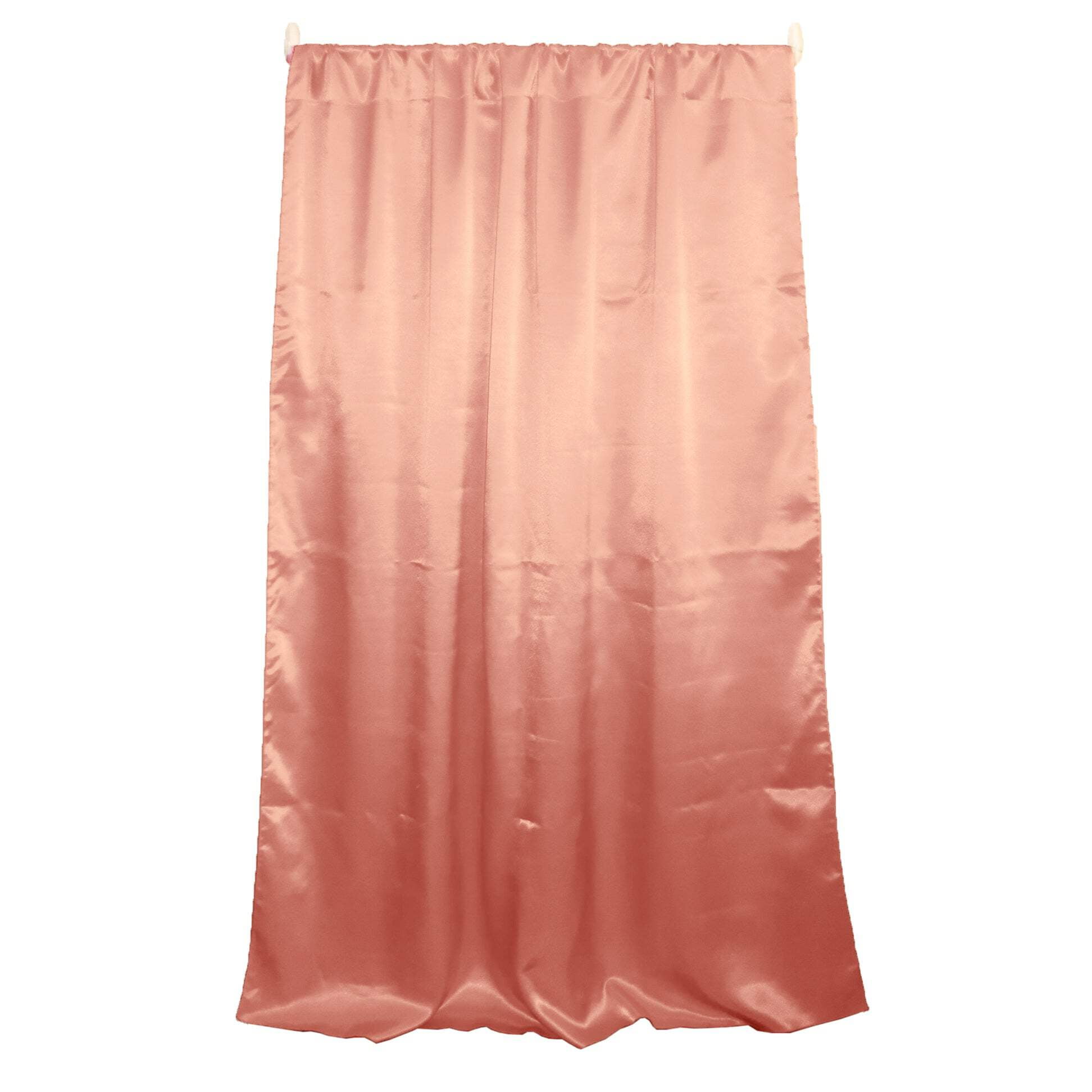 Shiny Satin Solid Single Curtain Panel Drapery 58 Inch Wide Peach ...