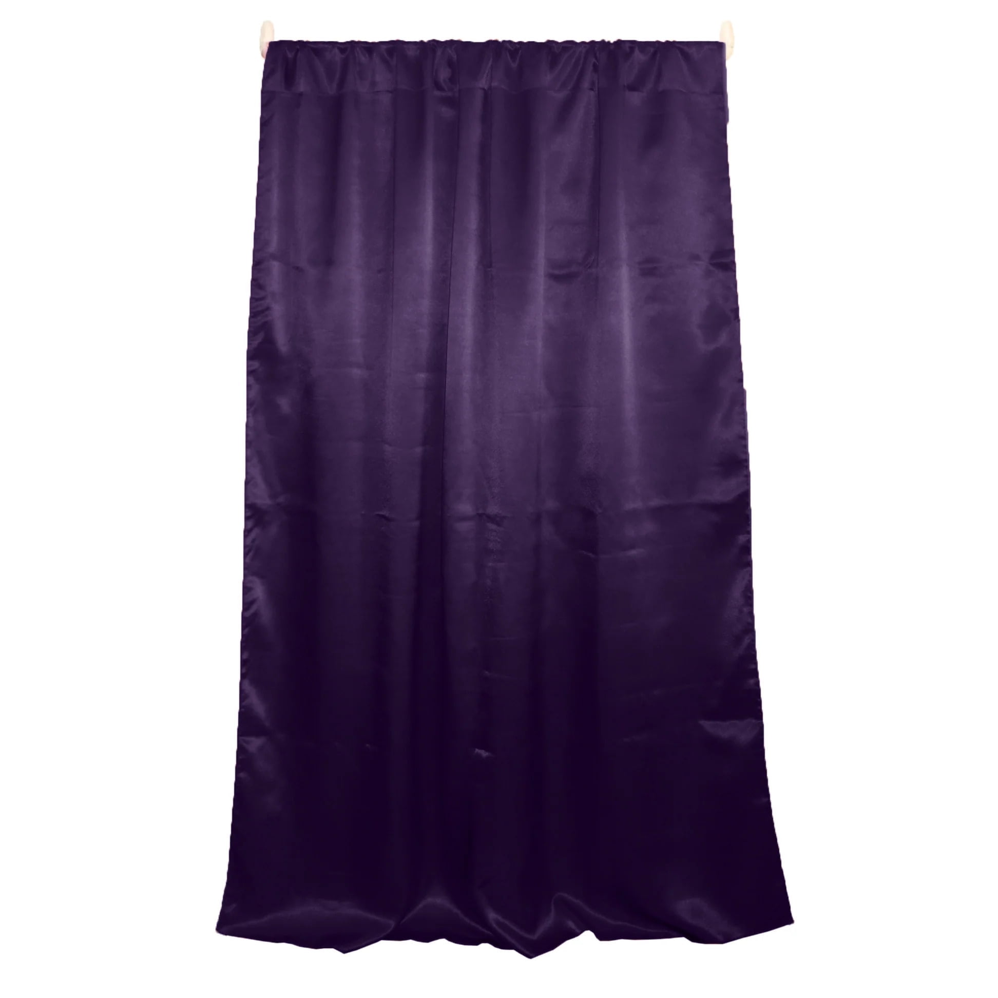 Shiny Satin Solid Single Curtain Panel Drapery 58 Inch Wide Plum ...