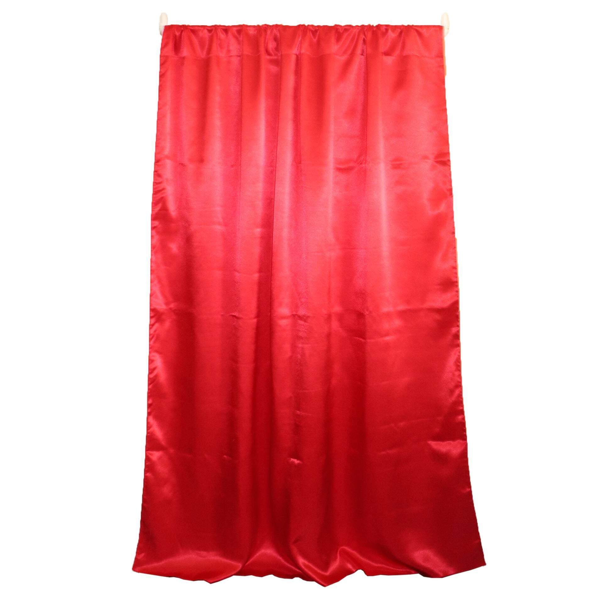 Shiny Satin Solid Single Curtain Panel Drapery 58 Inch Wide Red ...
