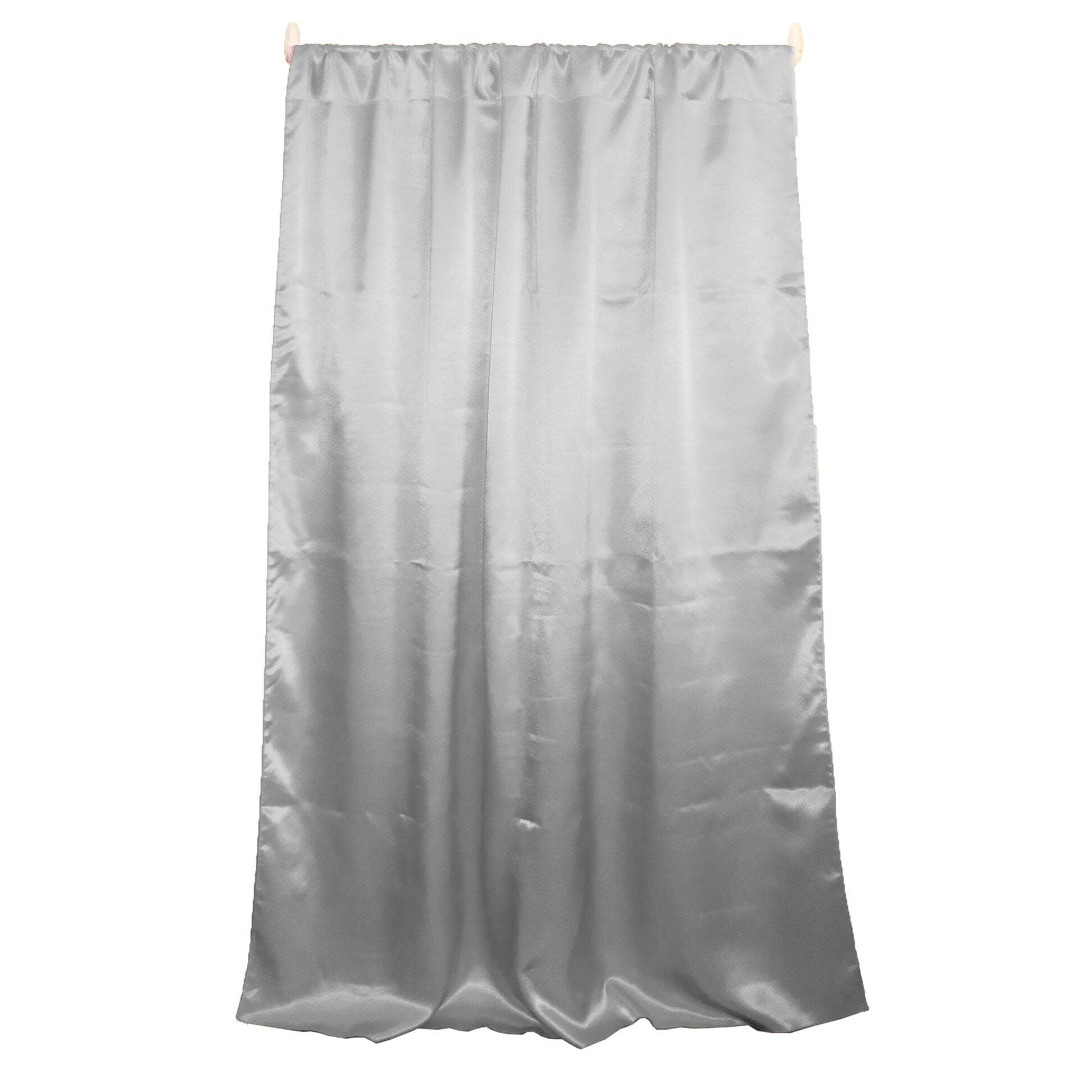 Shiny Satin Solid Single Curtain Panel Drapery 58 Inch Wide Silver ...