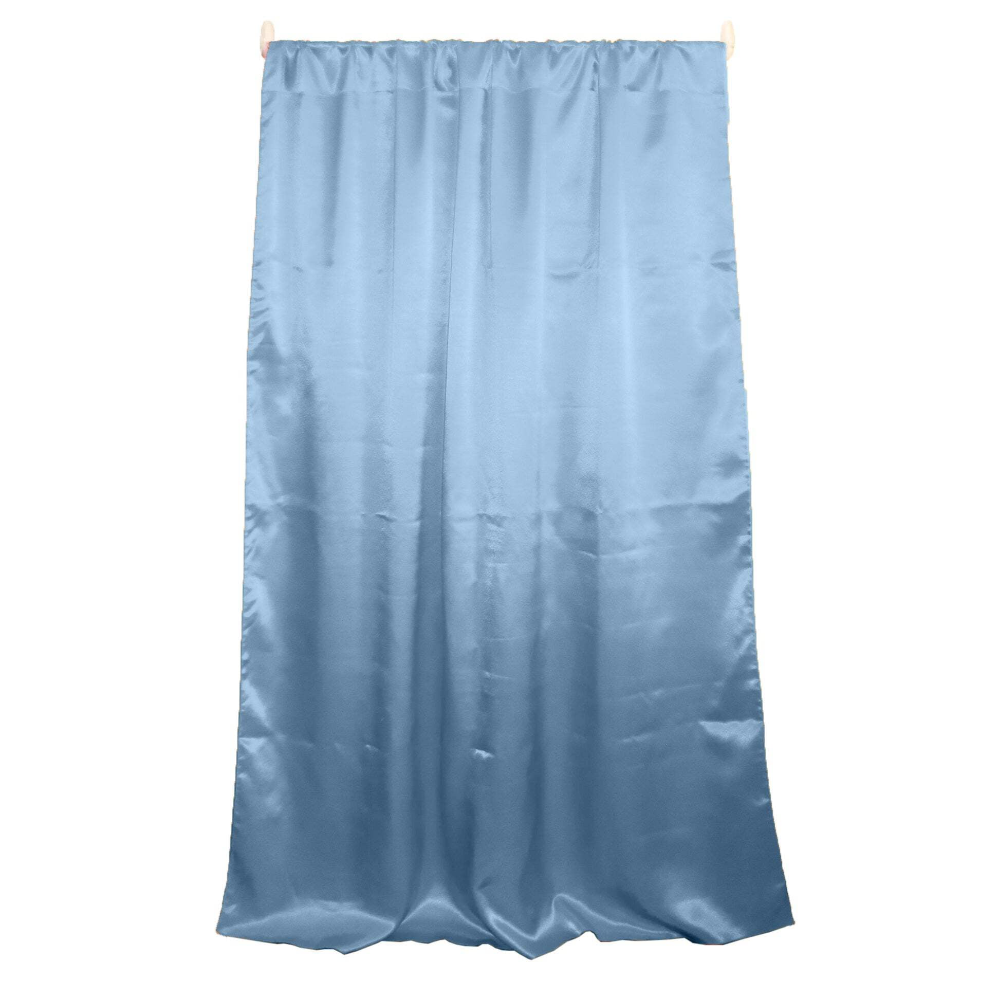 Shiny Satin Solid Single Curtain Panel Drapery 58 Inch Wide Sky Blue ...