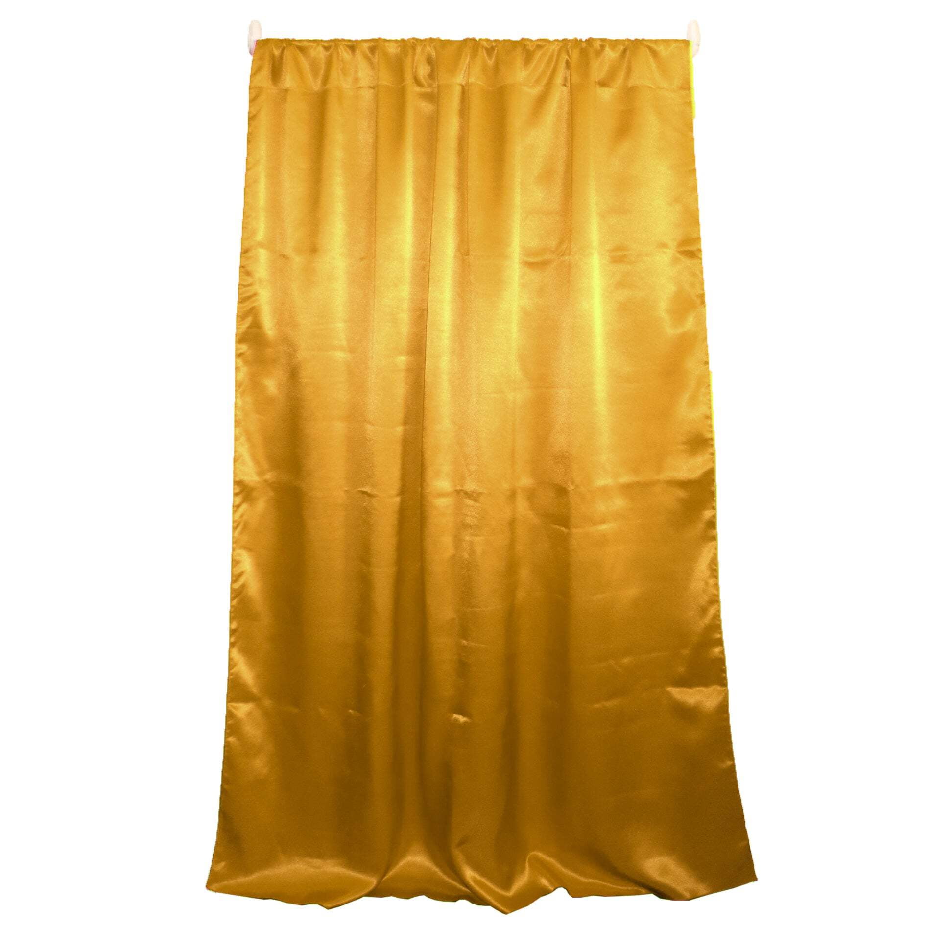 Shiny Satin Solid Single Curtain Panel Drapery 58 Inch Wide Yellow ...