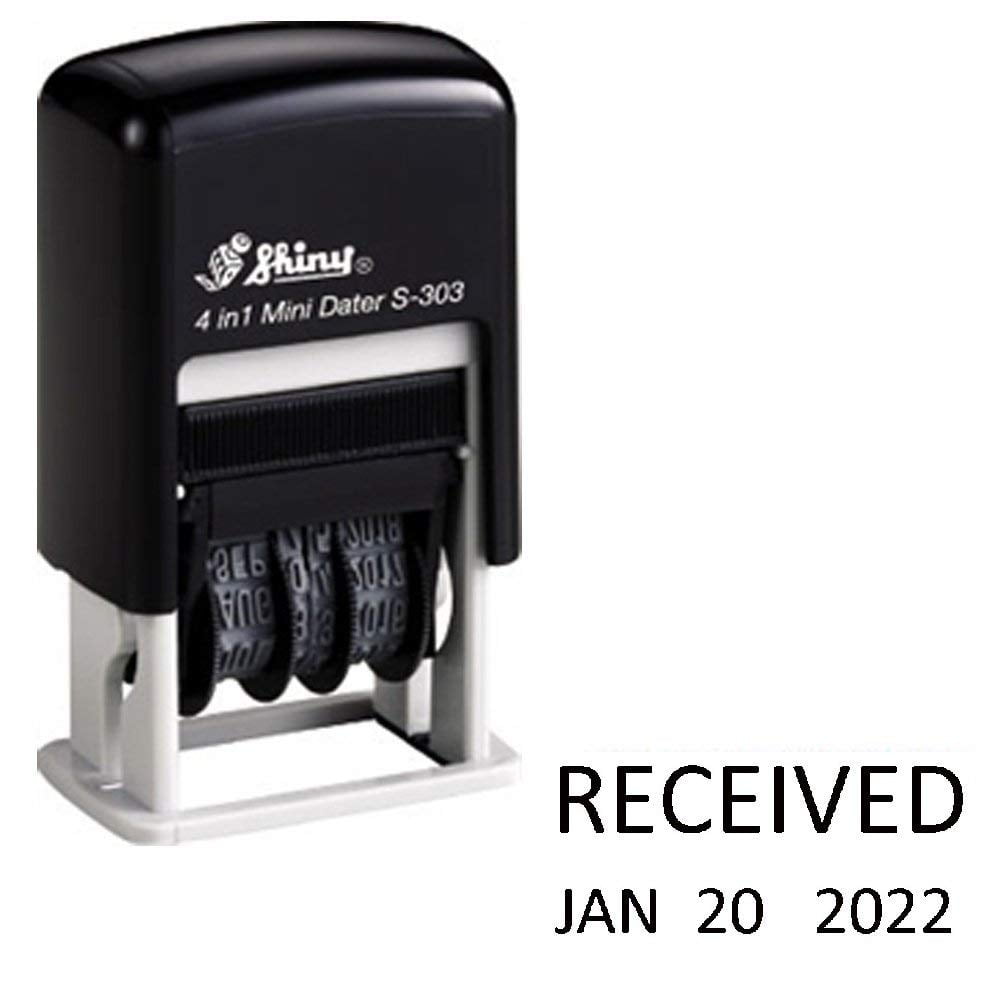 Shiny Self-Inking Rubber Date Stamp - RECEIVED - S-303 - BLACK INK ...