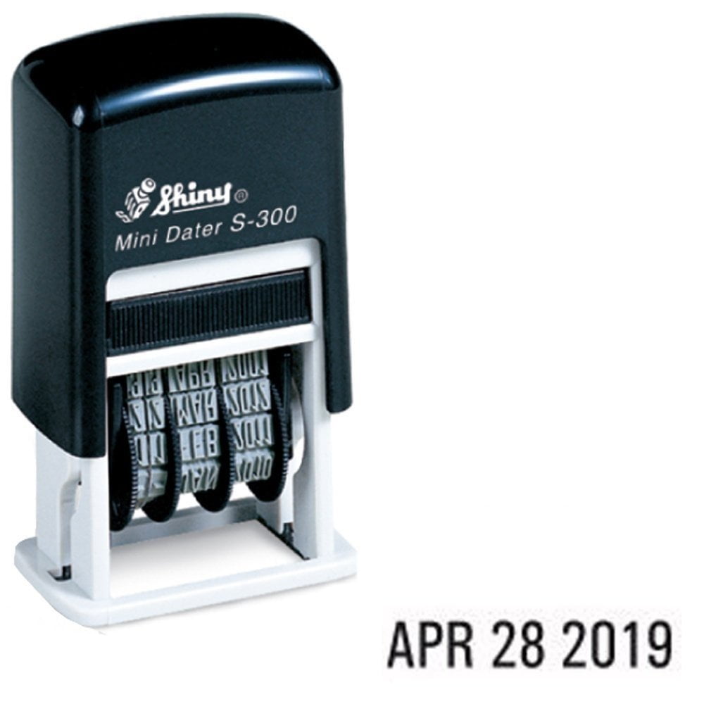 Shiny Self-Inking Rubber Date Stamp, S-300, Black Ink, 1/8 x 3/4 Impression Area - Walmart.com