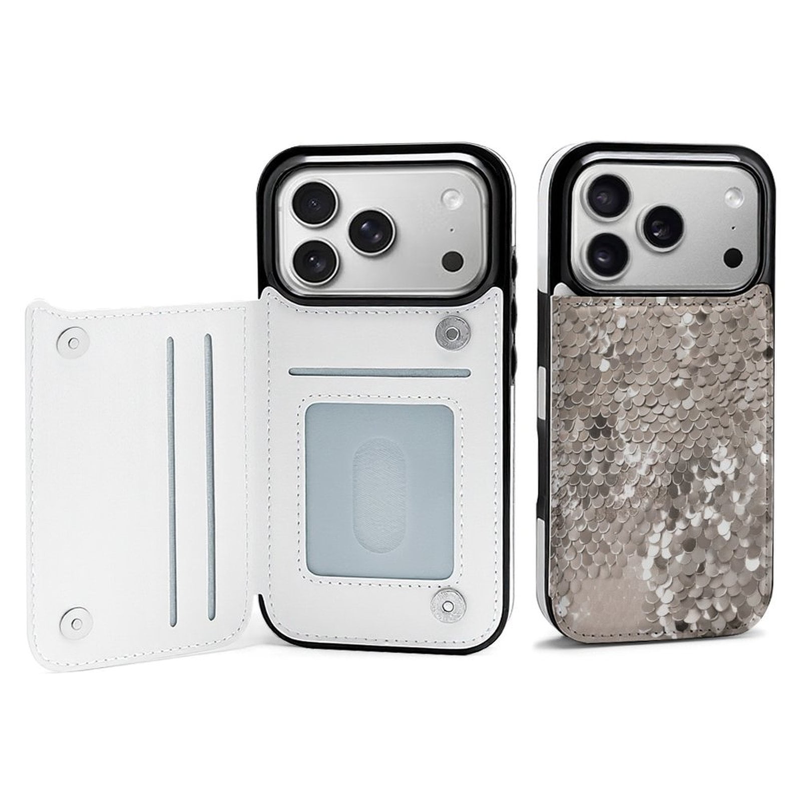 Shiny Snake Skin Print Leather Wallet Case for iPhone13 Wallet Case ...