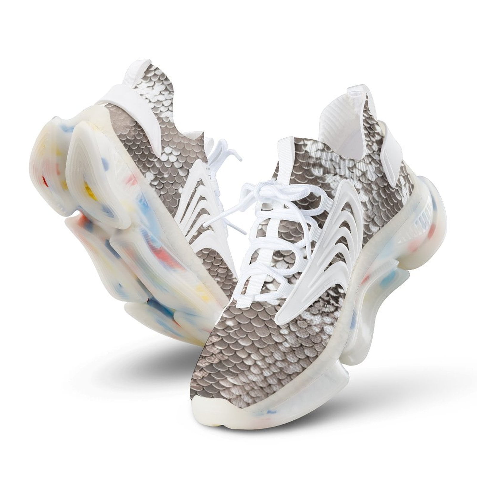 Shiny Snake Skin Print Walking Shoes for Men Woman Lightweight Tennis ...