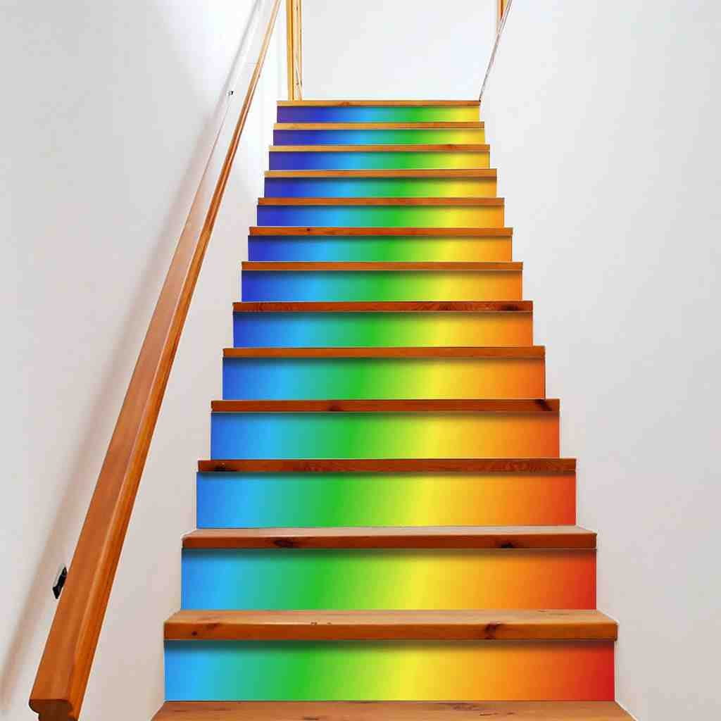 Shiny Stair Stickers Pride Colored Self-Adhesive Staircase Riser Decals ...