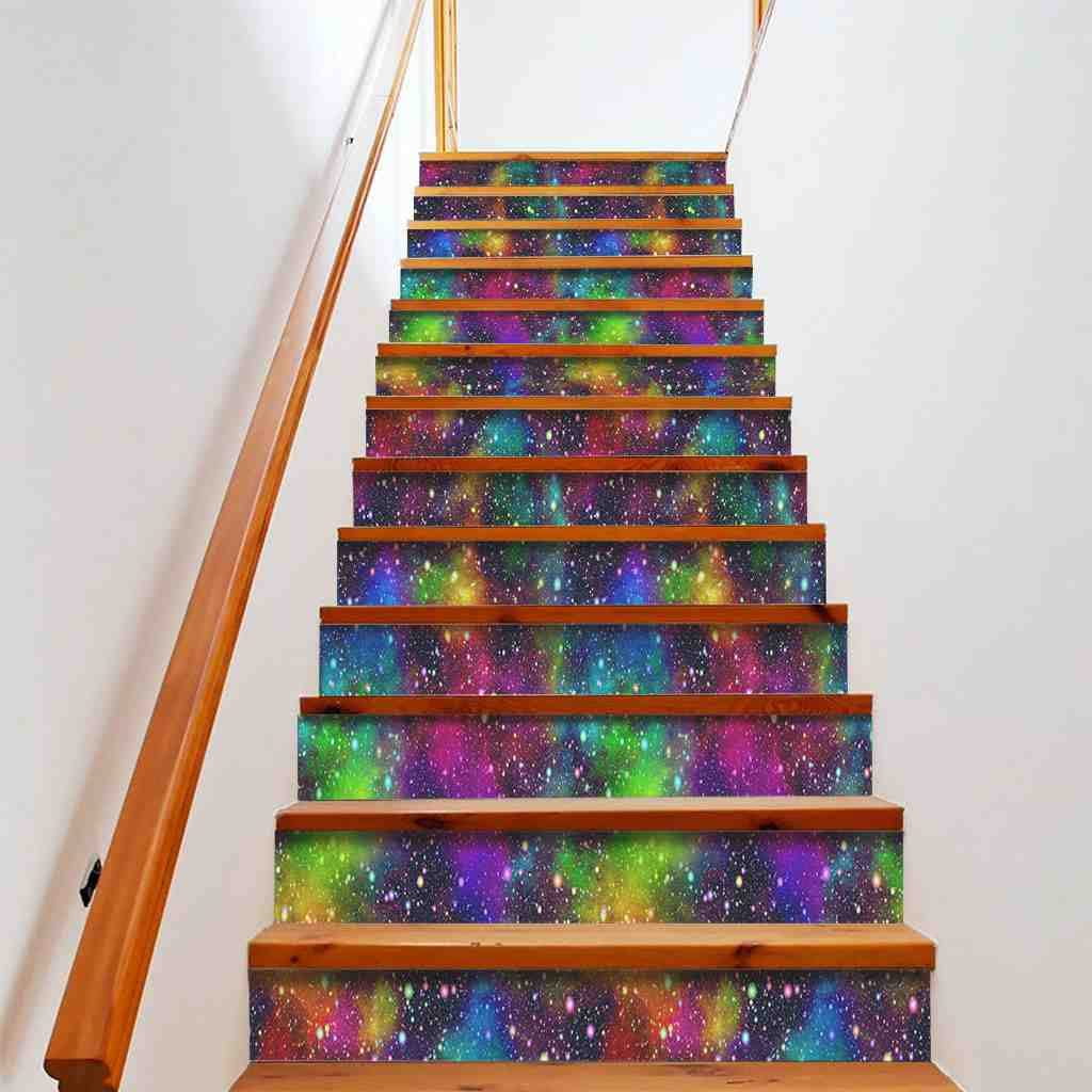Shiny Starry Sky Stair Stickers Universe Galaxies Stairway Decals Outer ...