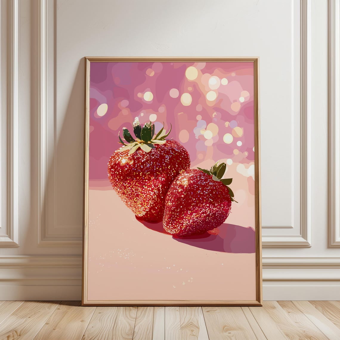 Shiny Strawberries Art, Glittery Strawberries Print, Trendy Kitchen ...
