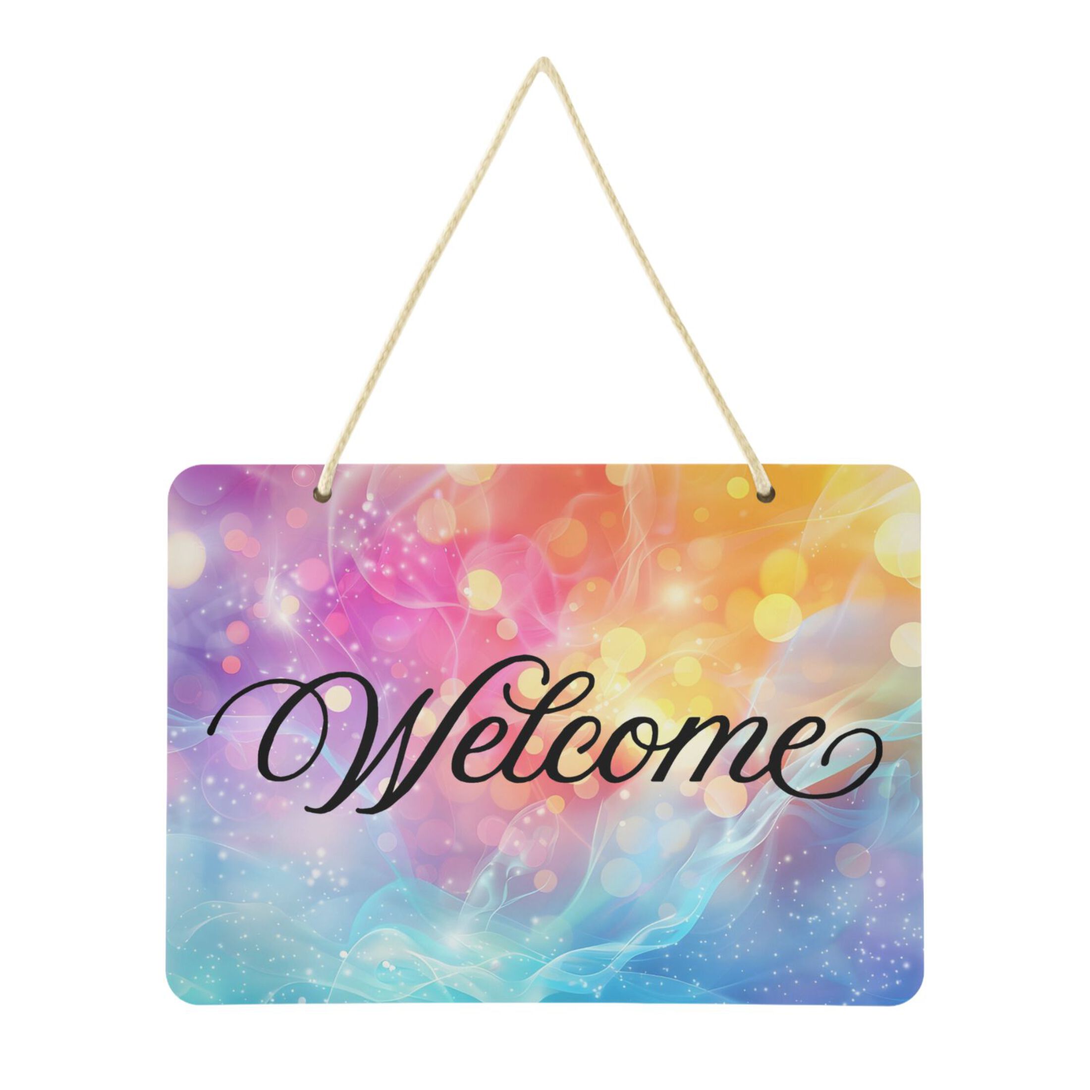 Shiny Summer Water Welcome Sign Front Door PVC 14x10 inch Hanger Hello ...