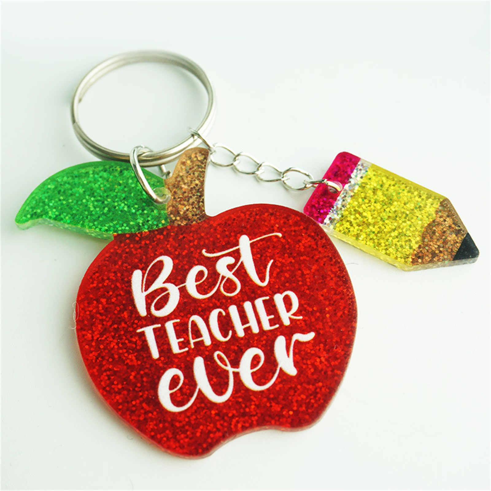 Shiny Teacher Keychain Set Sparkling & Pencil Keychains For Teacher ...