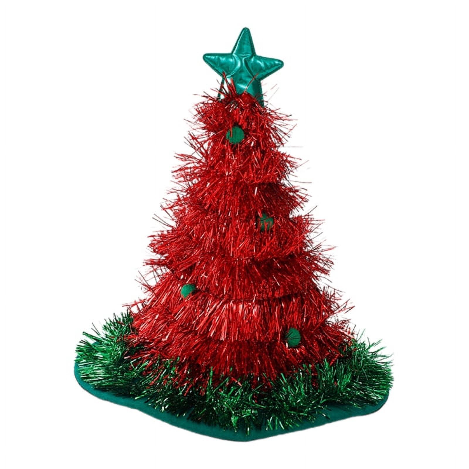 Shiny Tinsel Christmas Tree Hat Green Xmas Hat Funny Santa Claus Hats ...