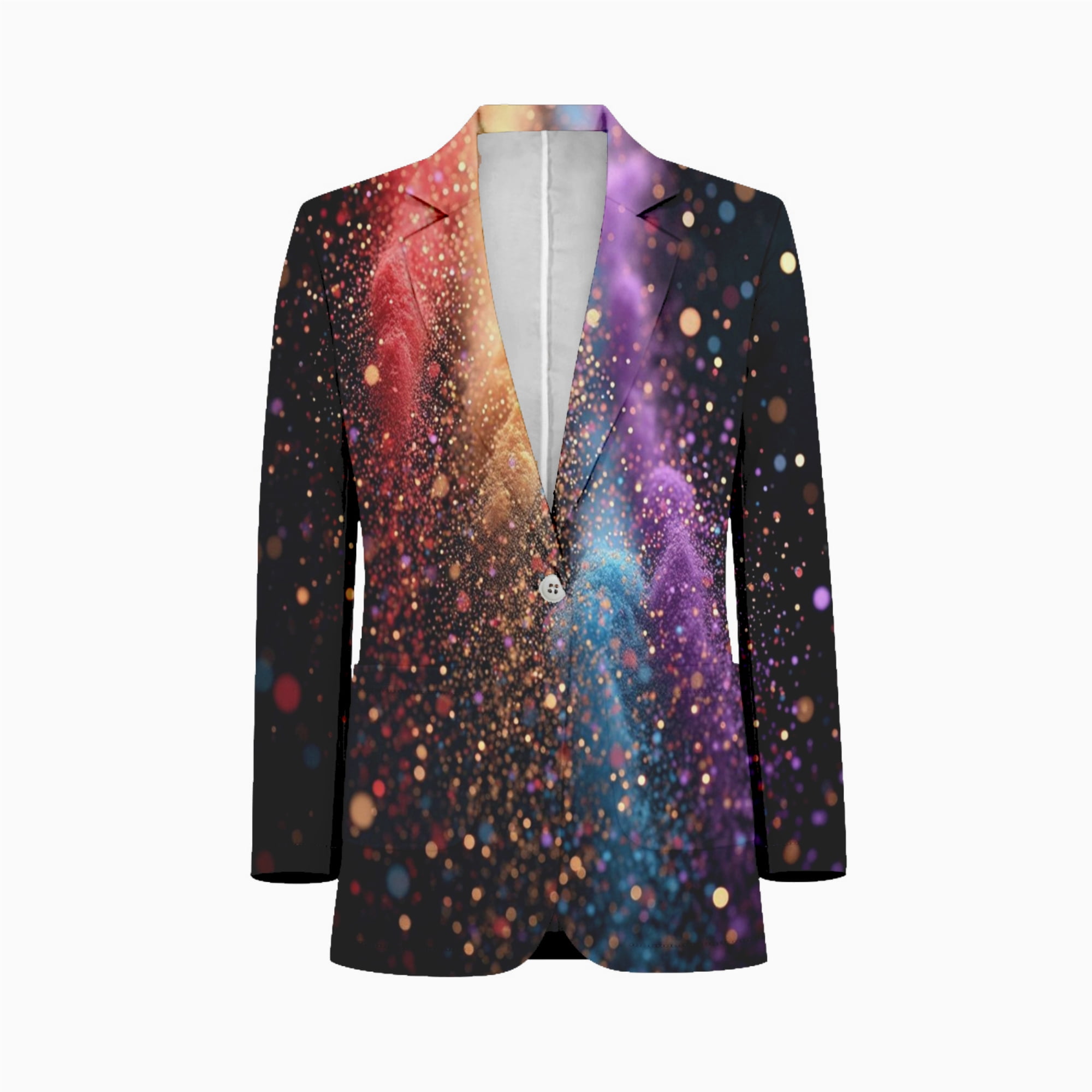 Shiny glowing red purple blue yellow particles Mens Suits Shawl Collar ...
