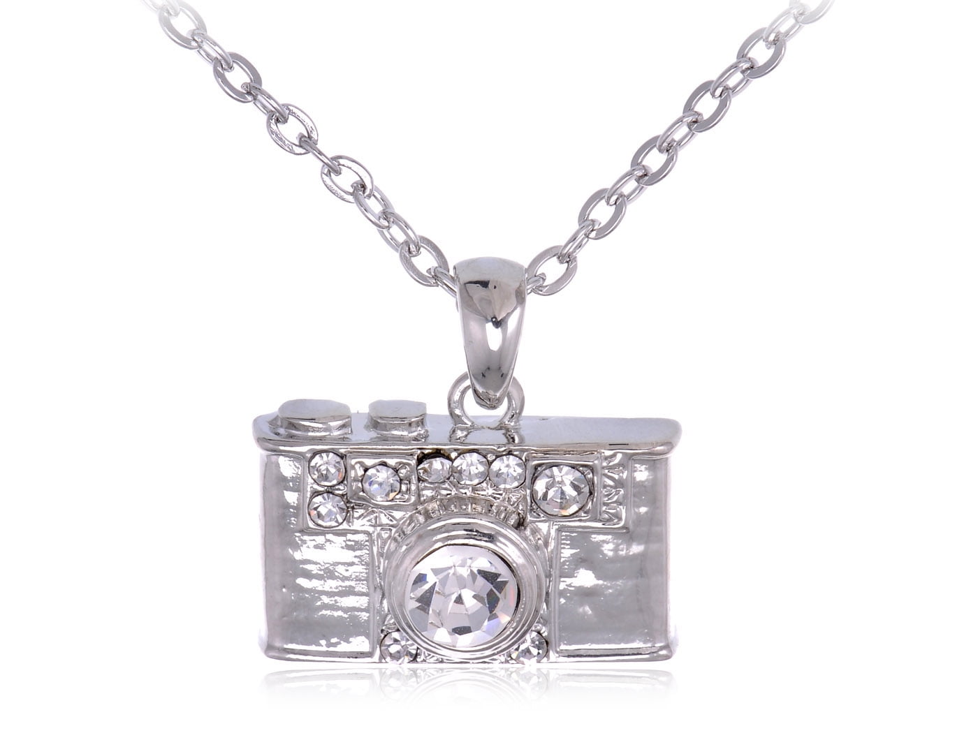 Shiny y Finished Enamel Crystal Rhinestone Camera Pendant Necklace ...