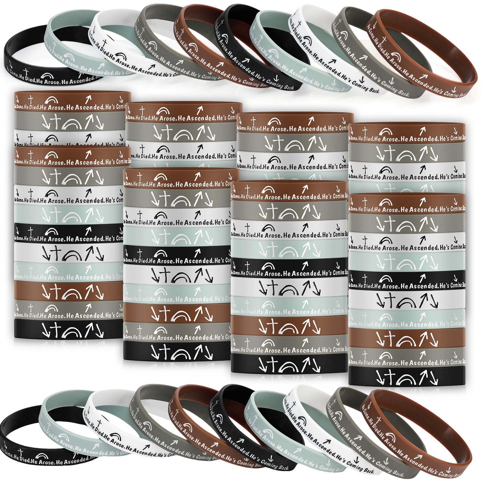 ShinyRelief 100 Pcs Christian SAF21 Religious Silicone Bracelet ...