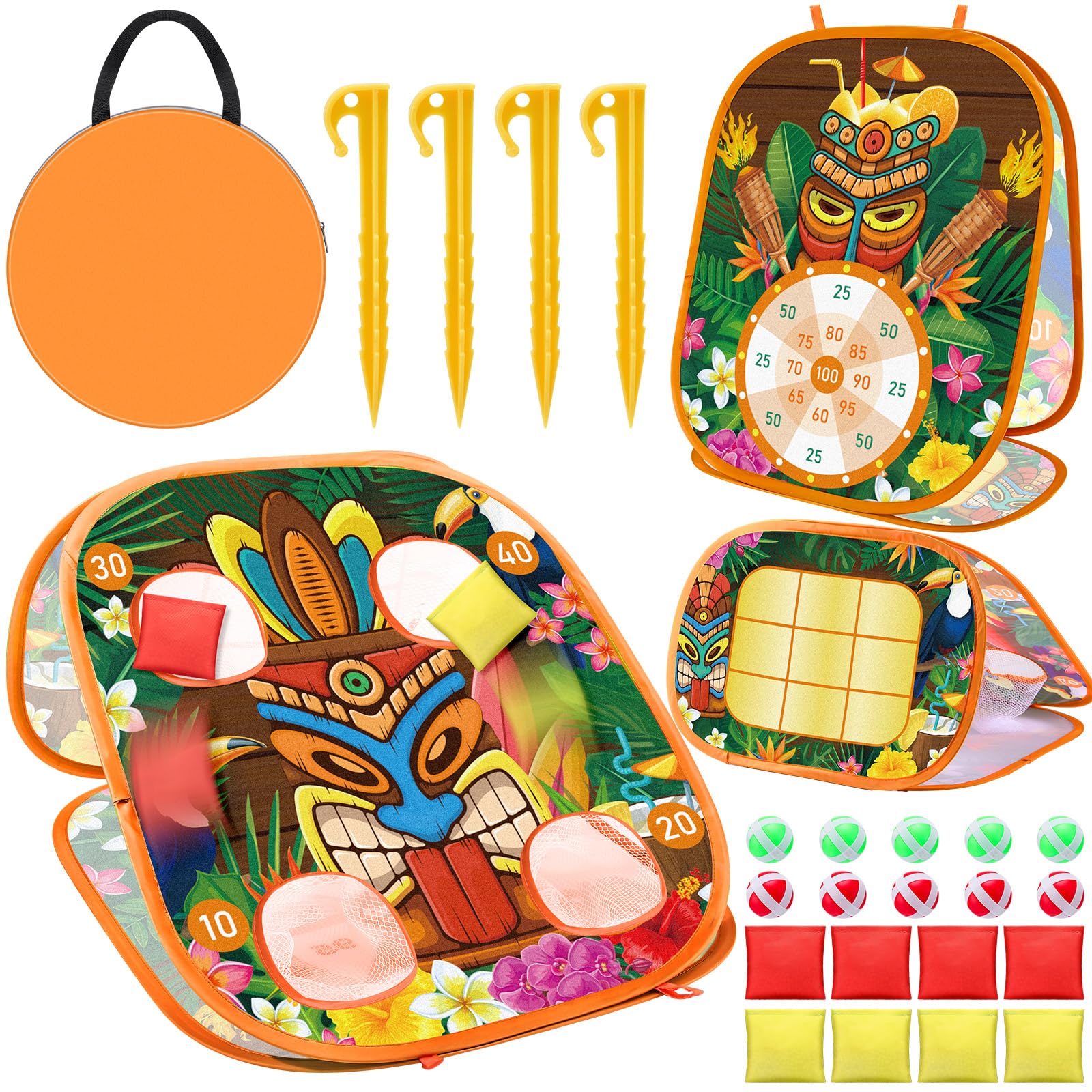 ShinyRelief 3 in1 Tiki STF9 Bean Bag Toss Luau Party Games Hawaiian ...