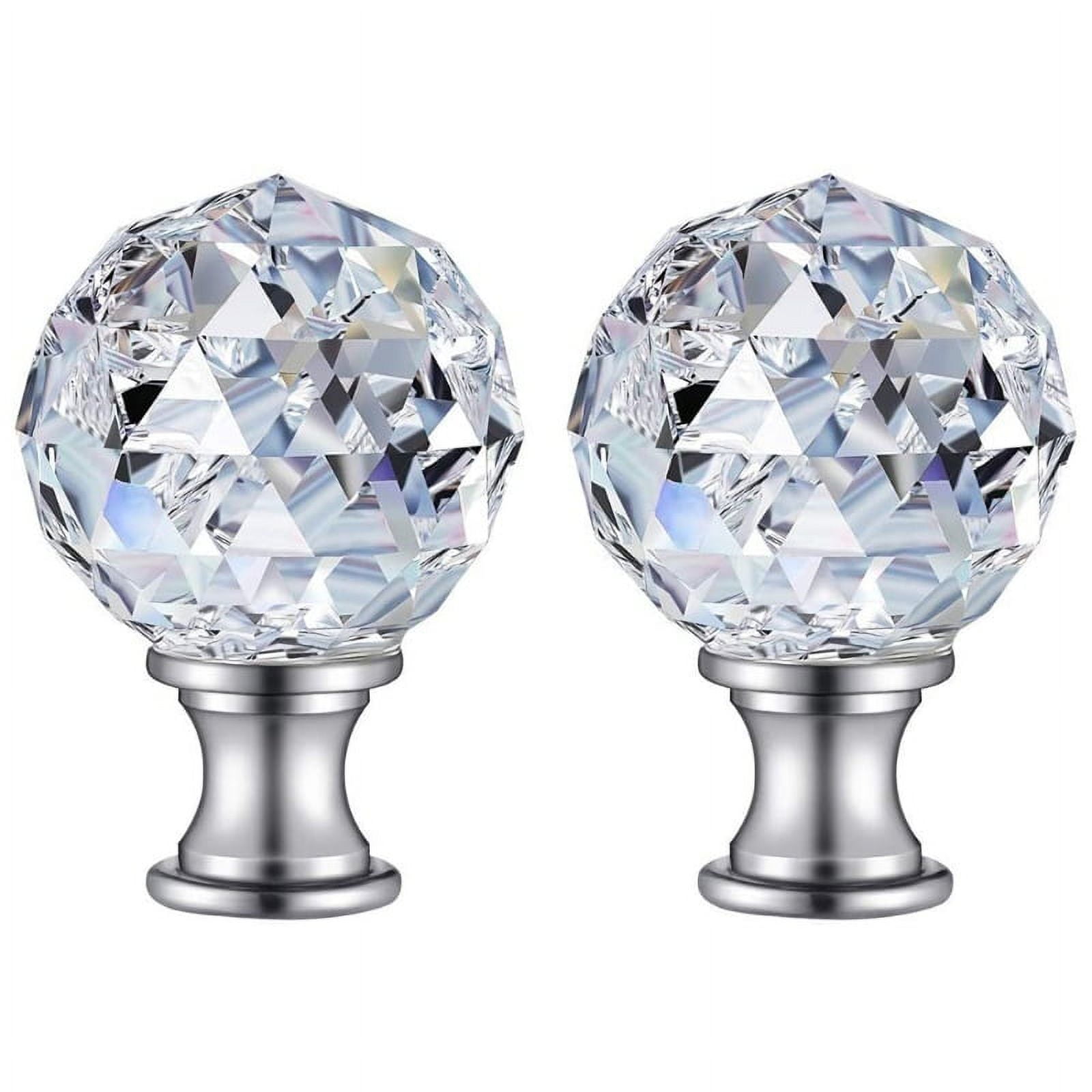 Shinycome 2Pcs Faceted Clear Crystal Glass Ball Finial Lamp Top Cap ...