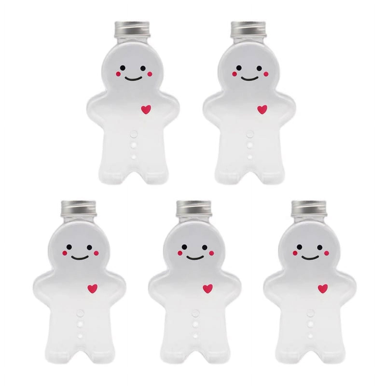 Shinycome 5pcs Cute Gingerbread Man Drinking Cup Plastic Drink Bottles ...