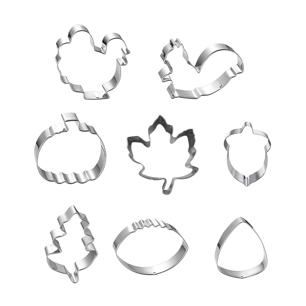 Shinycome 8 Pieces Fall Thanksgiving Cookie Cutters Set Stainless Steel ...