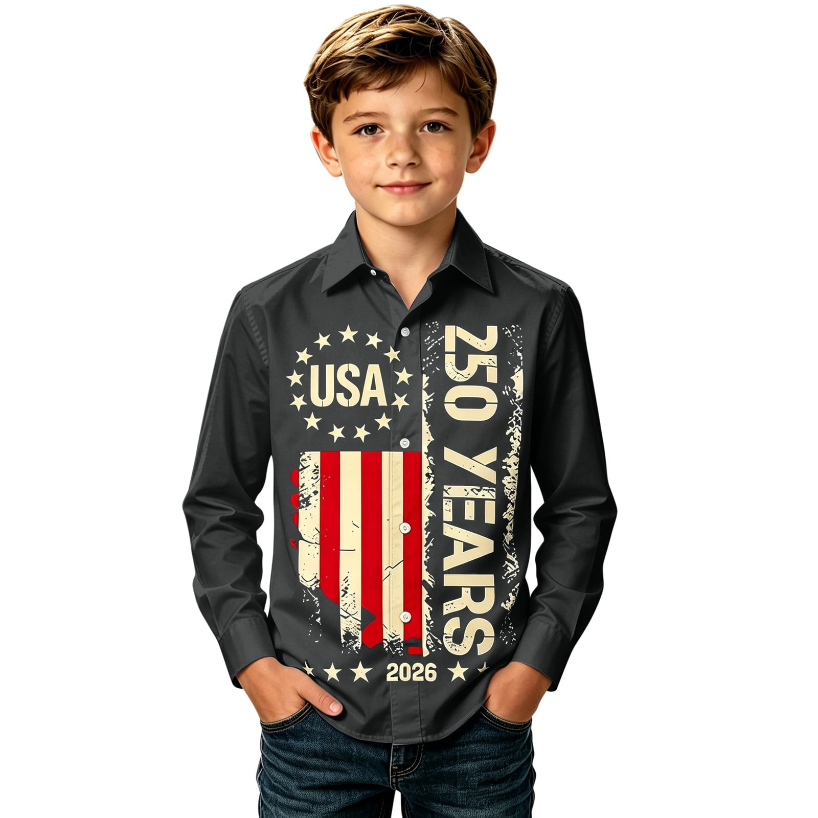 Shinyii Boys Independence Day Shirt America's 250Th Anniversary Long ...