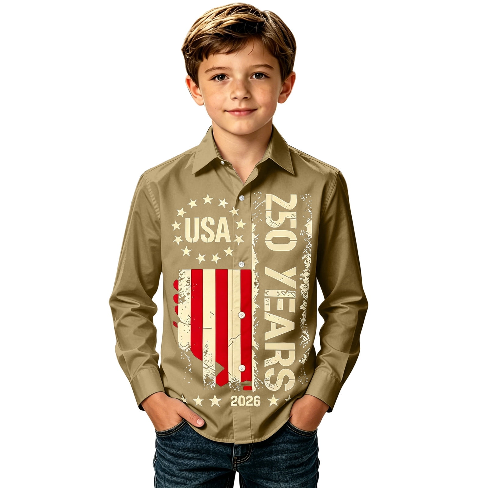 Shinyii Boys Independence Day Shirt America's 250Th Anniversary Long ...