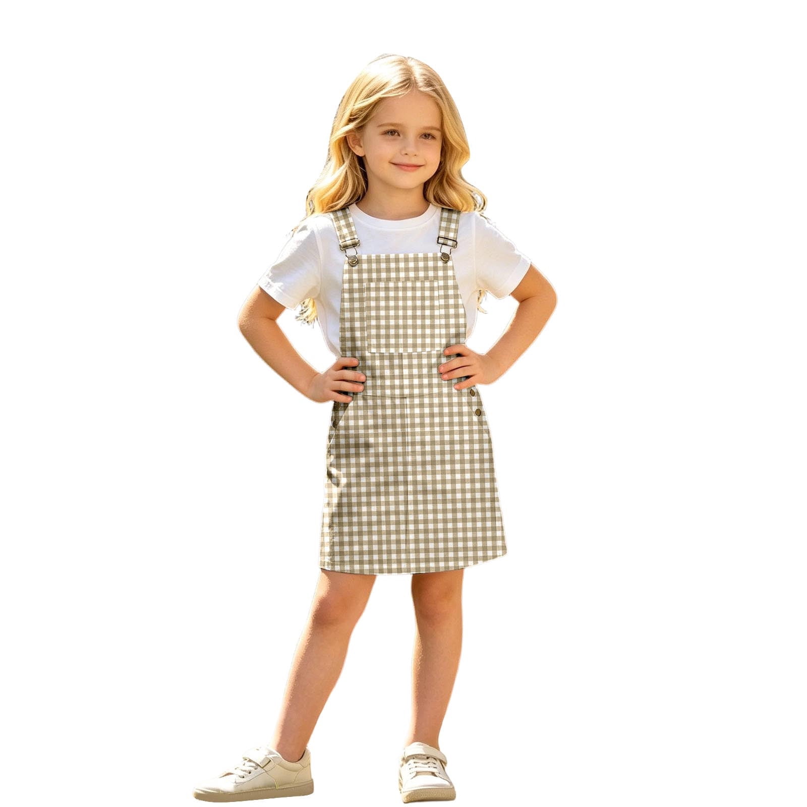 Shinyii Jumper Dress for Girls Sleeveless Plaid Pinafore Dresses with ...