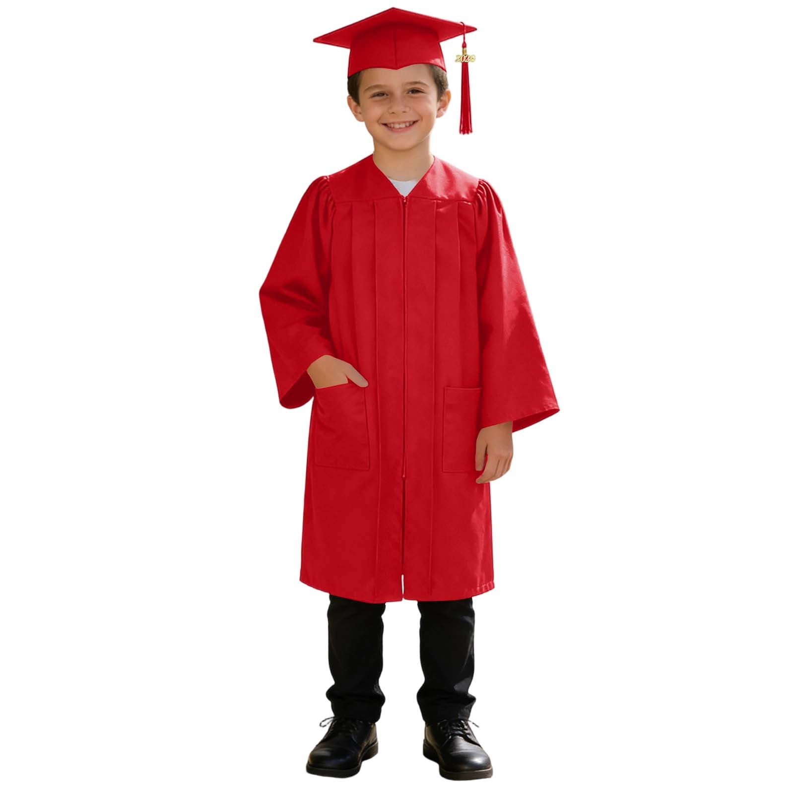Shinyii Kids Graduation Cap with Gown Set Solid Graduation Performance ...