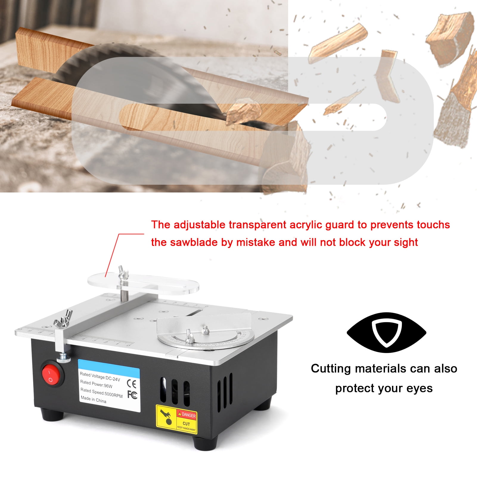 Shinysix 96W 10A 3.94 in Table Saw Electric Desktop Saw, 5000 RPM ...