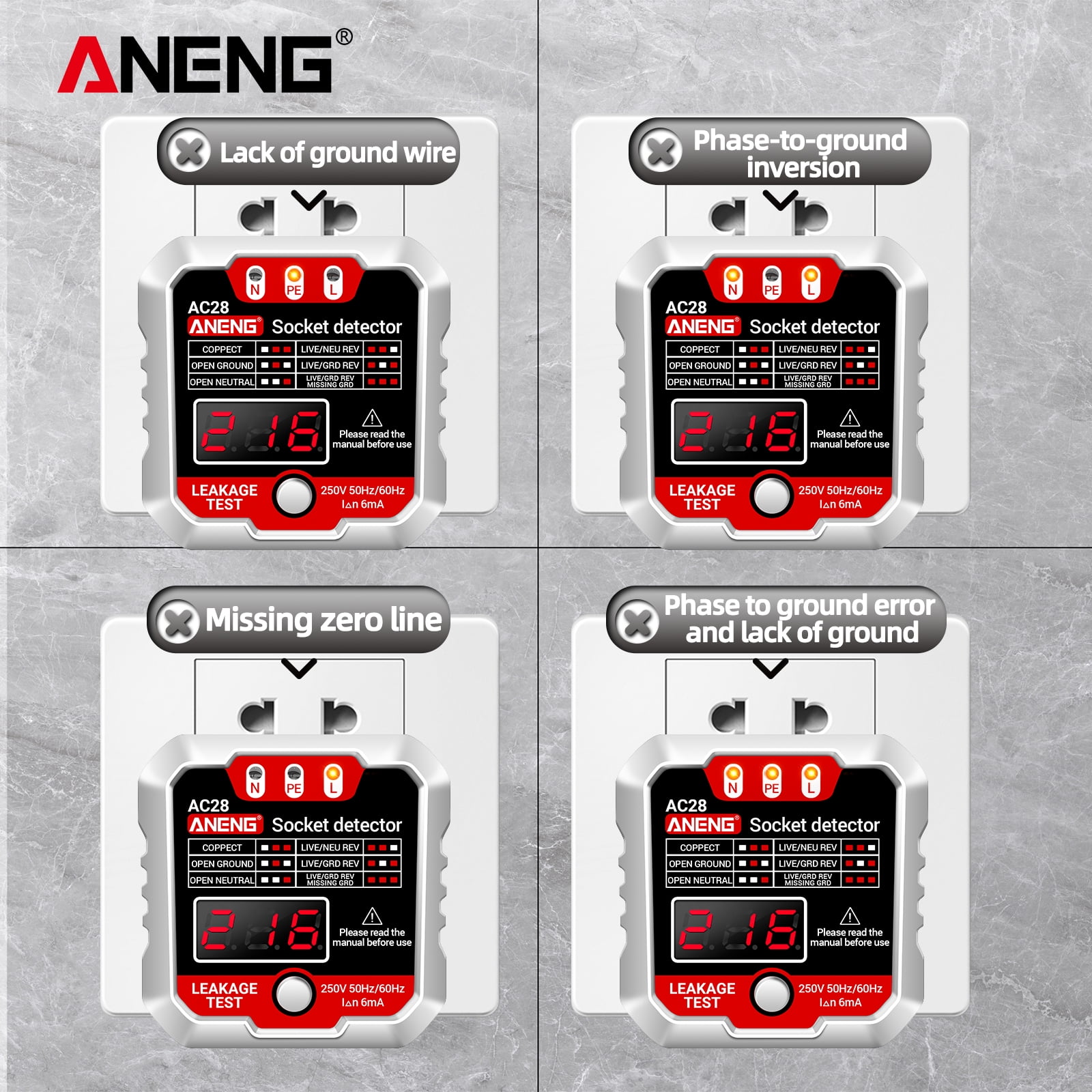 Shinysix ANENG Socket Tester with Voltage LCD Display, Automatic ...