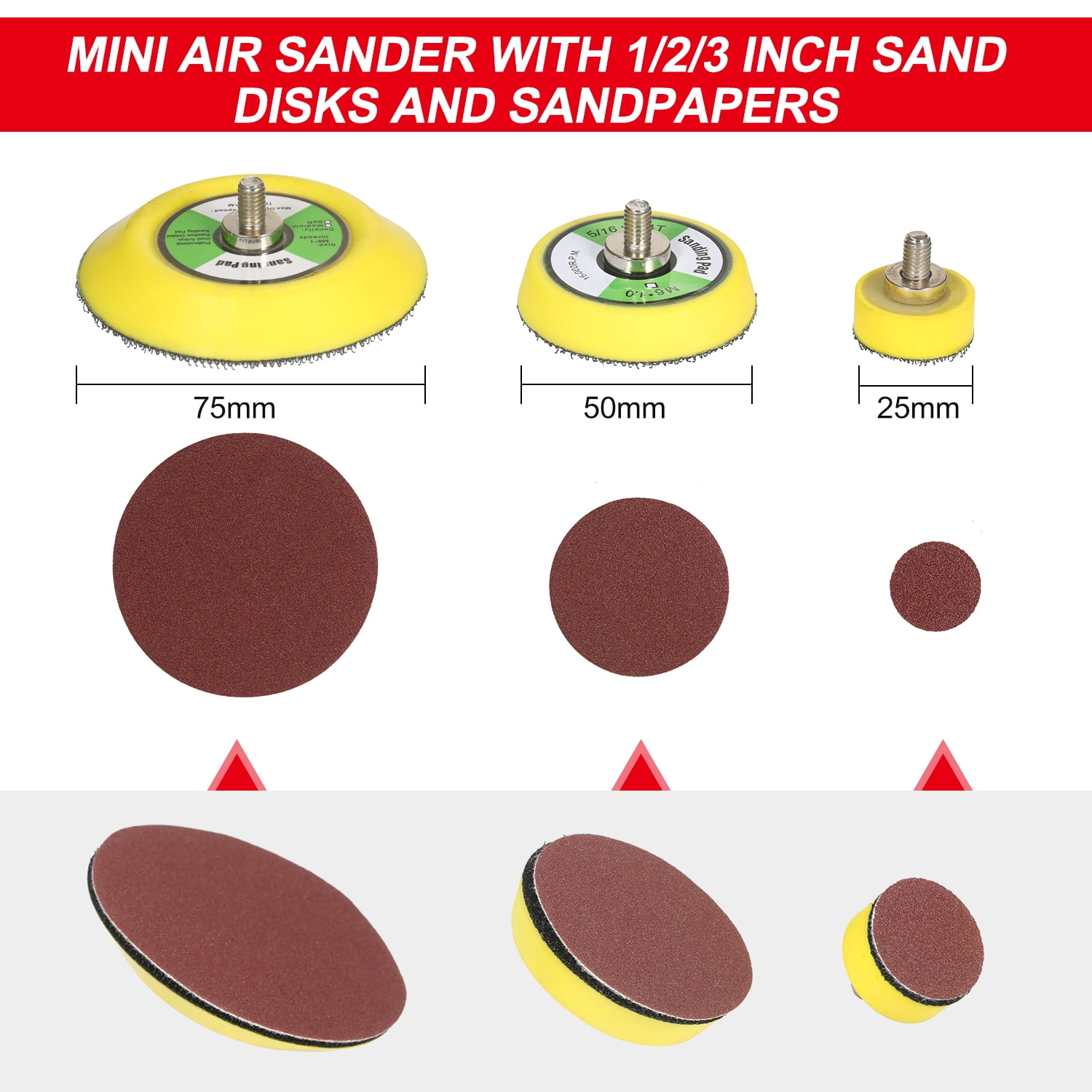 Shinysix Air Sander Random Orbital Pneumatic Sander with 15 Sandpapers ...