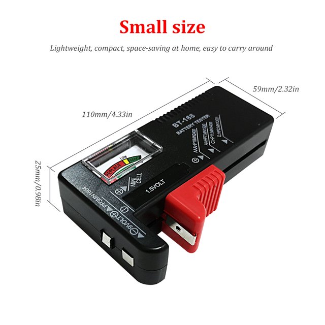 Shinysix Battery Tester Checker Universal Monitor for AA AAA C D 9V 5V ...