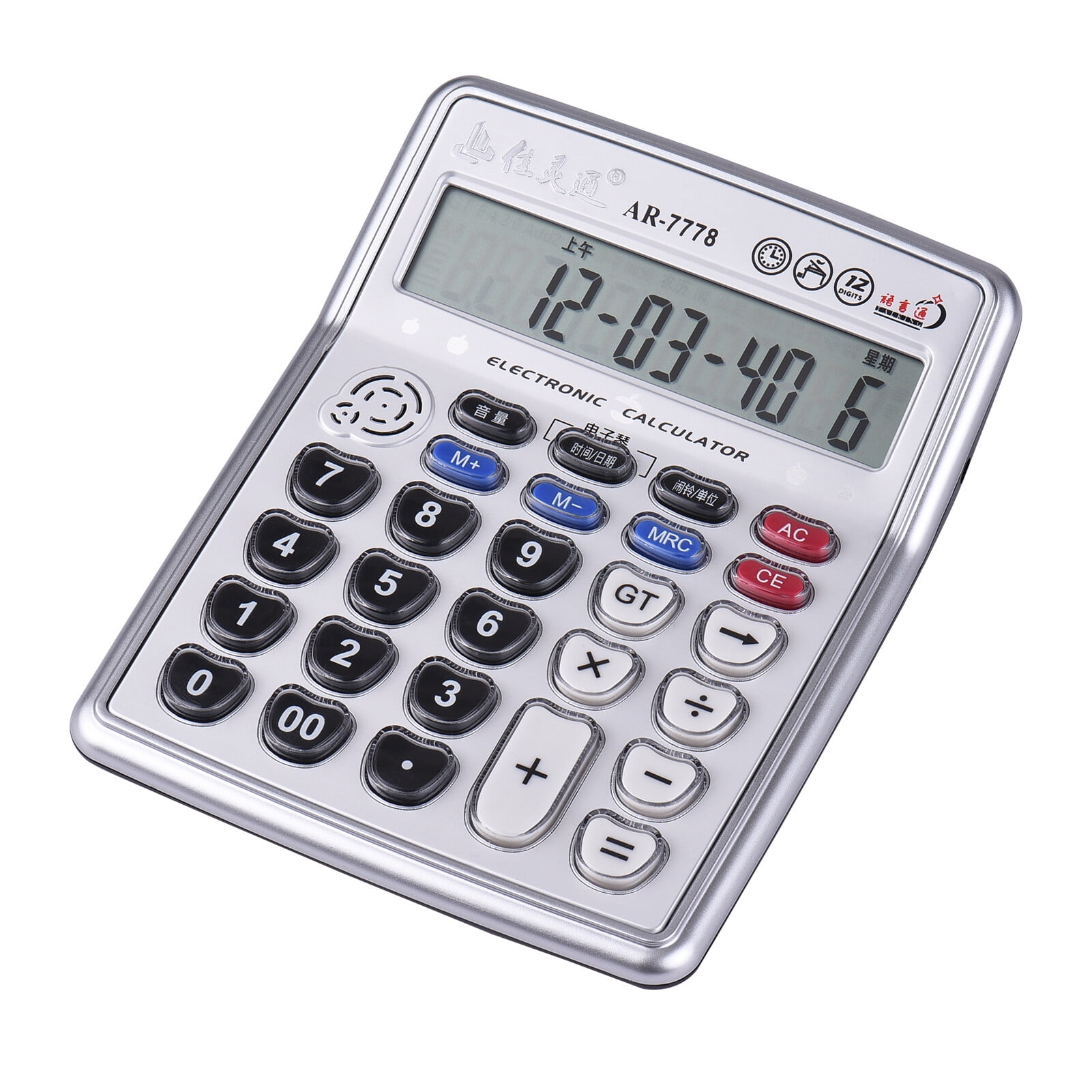 Shinysix Calculator,LCD Display Counter Clock Function Office Date ...