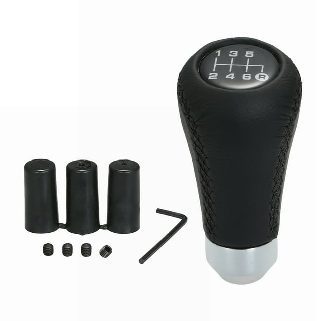 Shinysix Car Gear Shift Knob,6 Speed Universal Leather Stitch 6 Knob ...