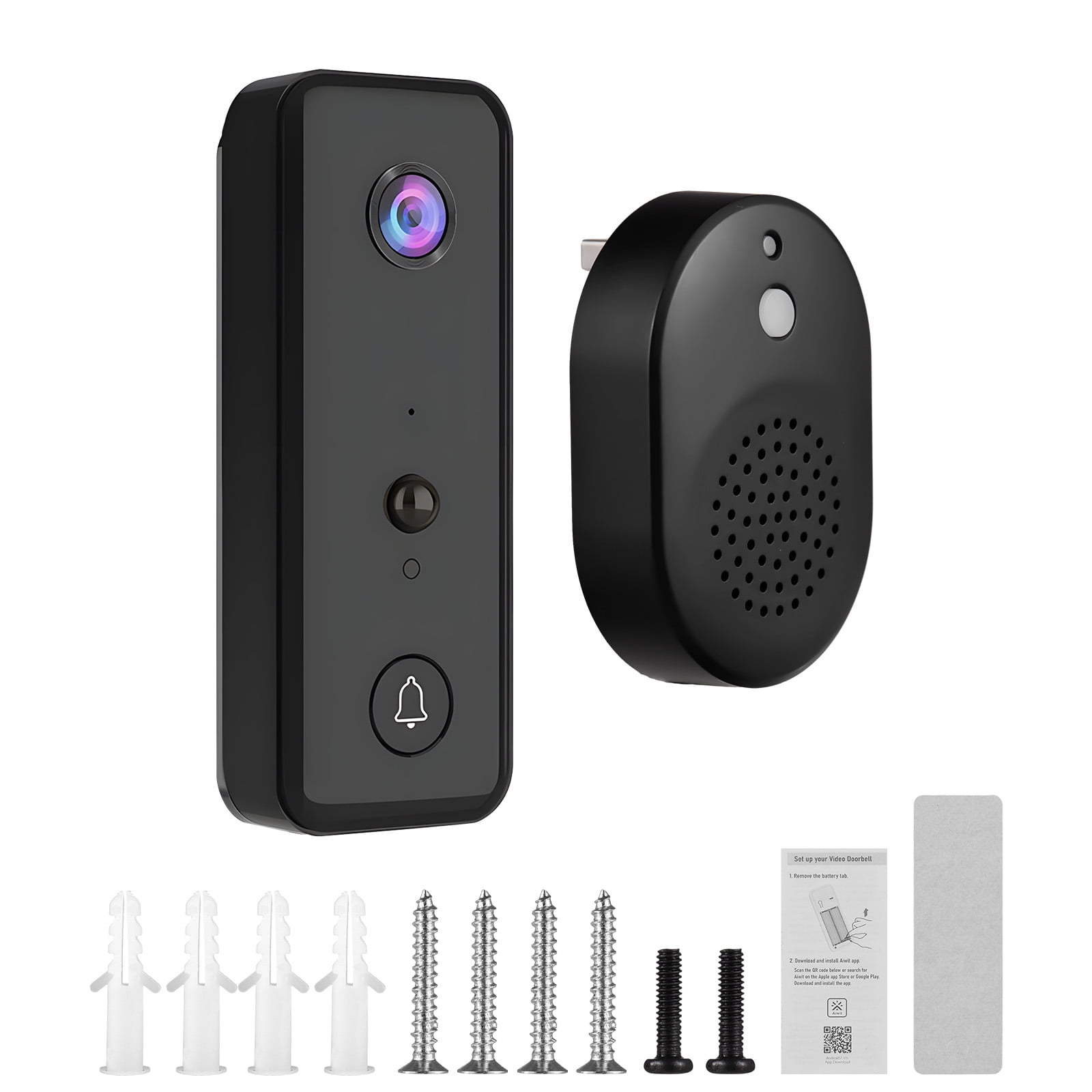 Shinysix Doorbell Camera,Cloud 2-Way Audio Doorbell Camera Chime IP65 Waterproof AI PIR Human ...