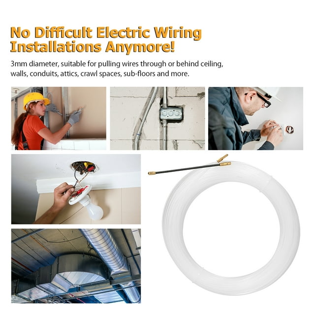 Shinysix Fish Tape Wire Puller Cable Pulling Tool, 30m ABS Threader for ...