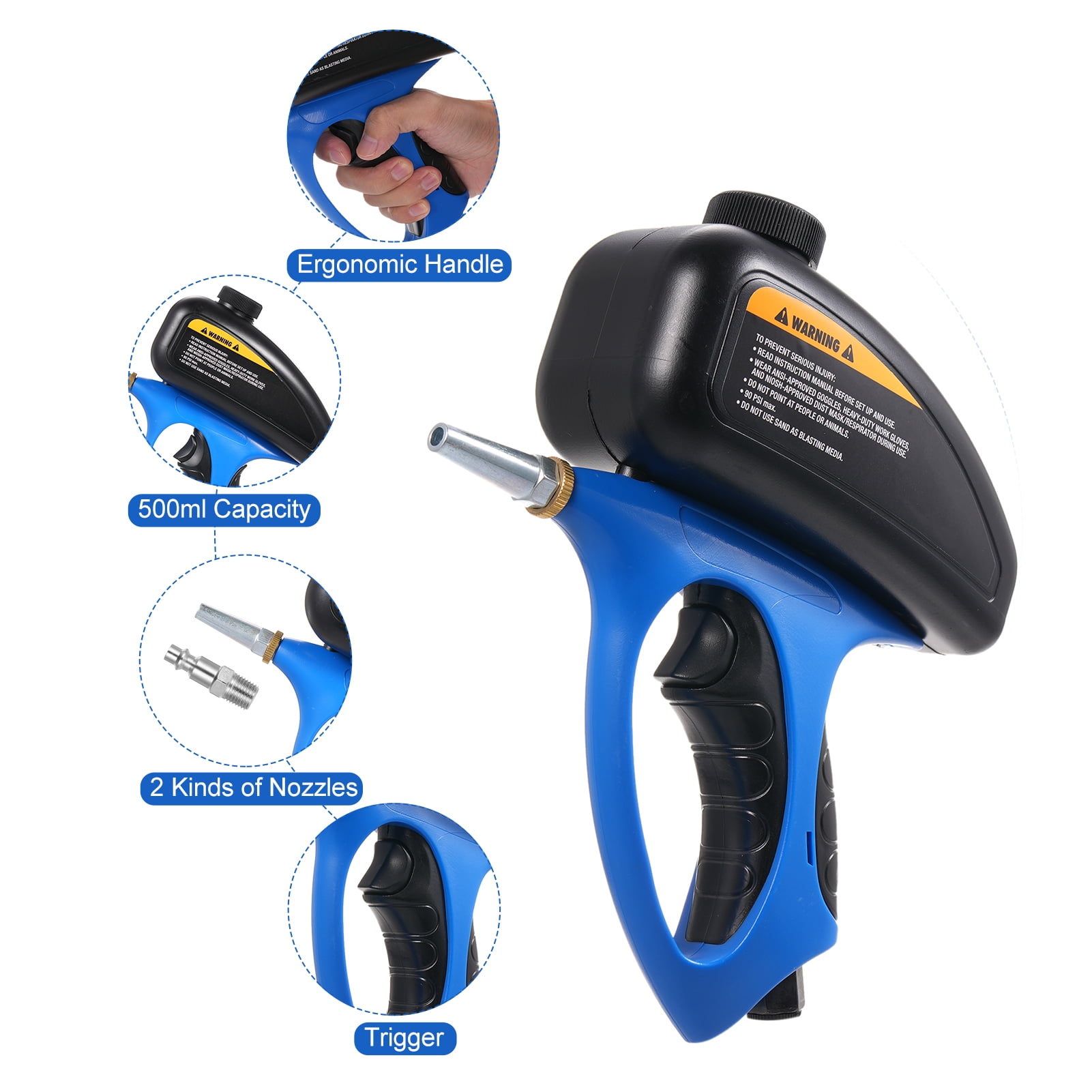 Shinysix Handheld Pneumatic Sand Machine, Rust Sandblaster for Glass ...