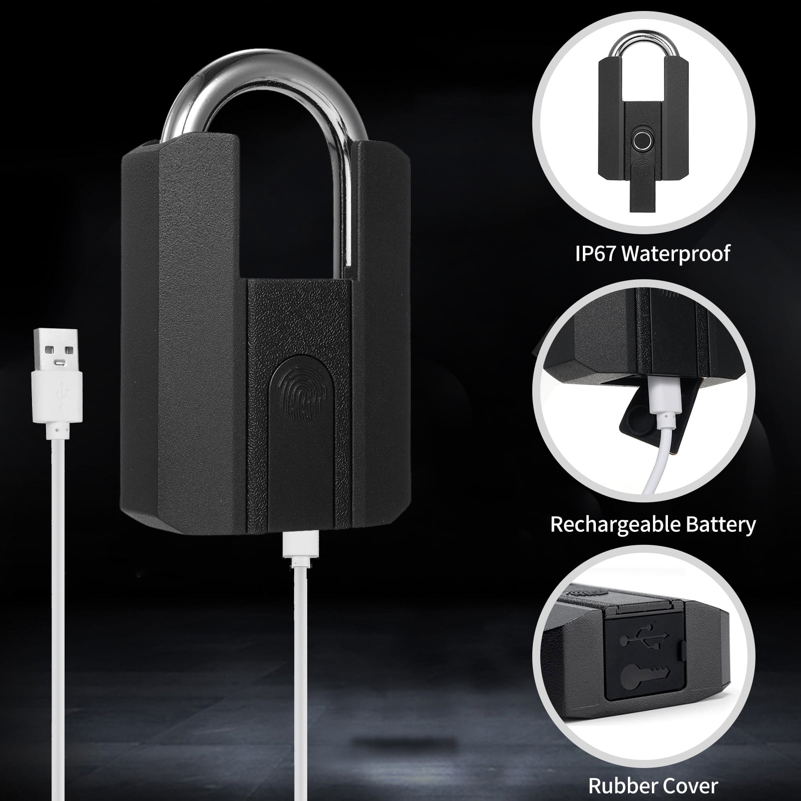 Shinysix Heavy Duty Fingerprint Padlock-Waterproof Smart Lock with Key ...