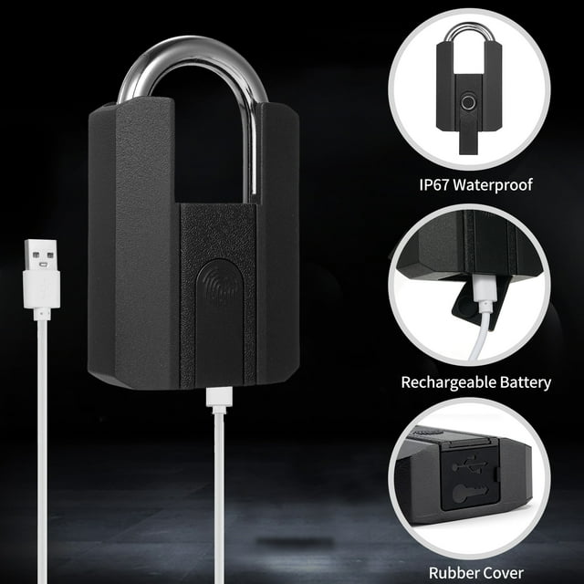 Shinysix Heavy Duty Fingerprint Padlock-Waterproof Smart Lock with Key ...