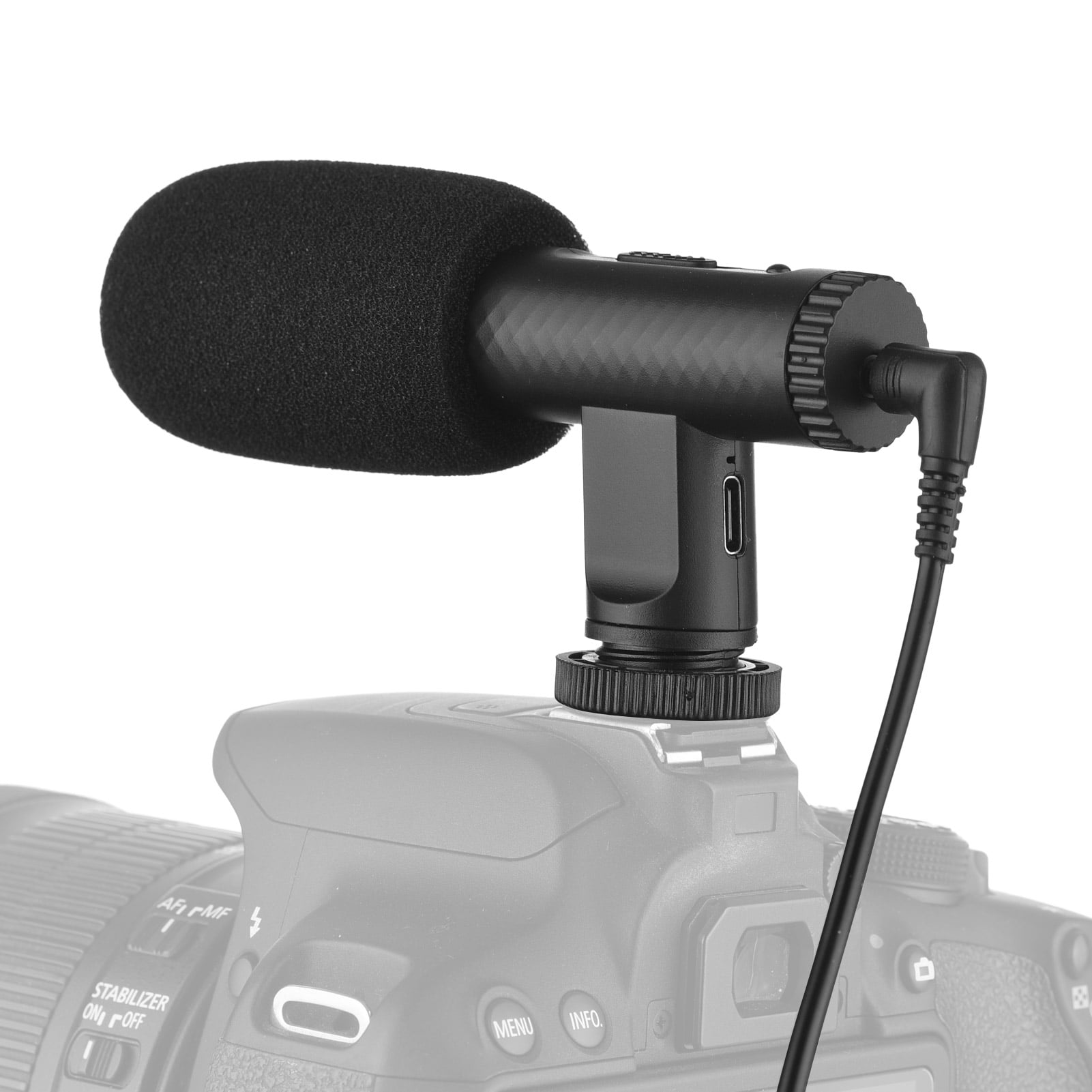 Shinysix Microphone,Built-in Battery DSLR Stereo Video Mic Battery DSLR ...