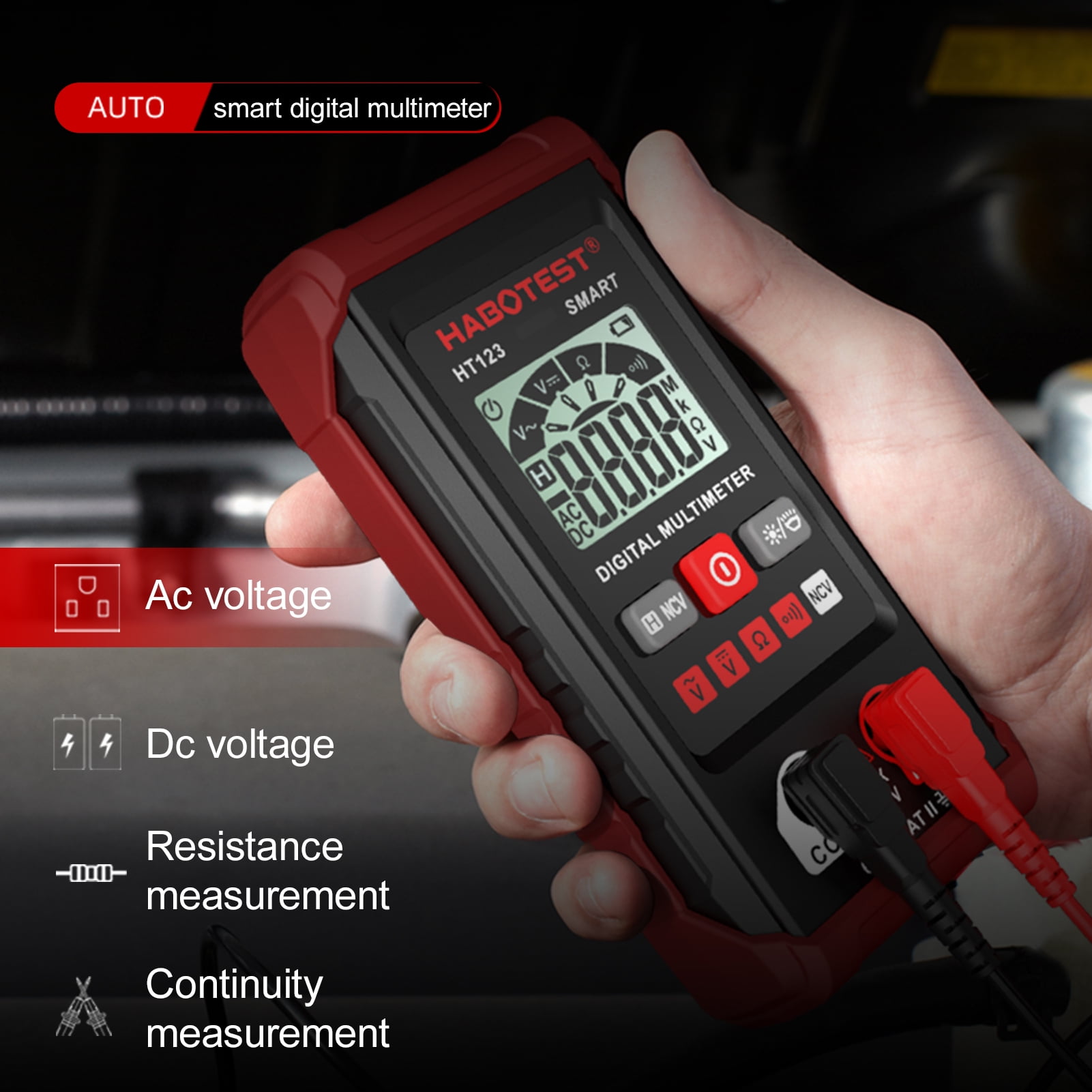 Shinysix Multimeters HABOTEST HT123 Digital Auto Multi-meter True RMS ...