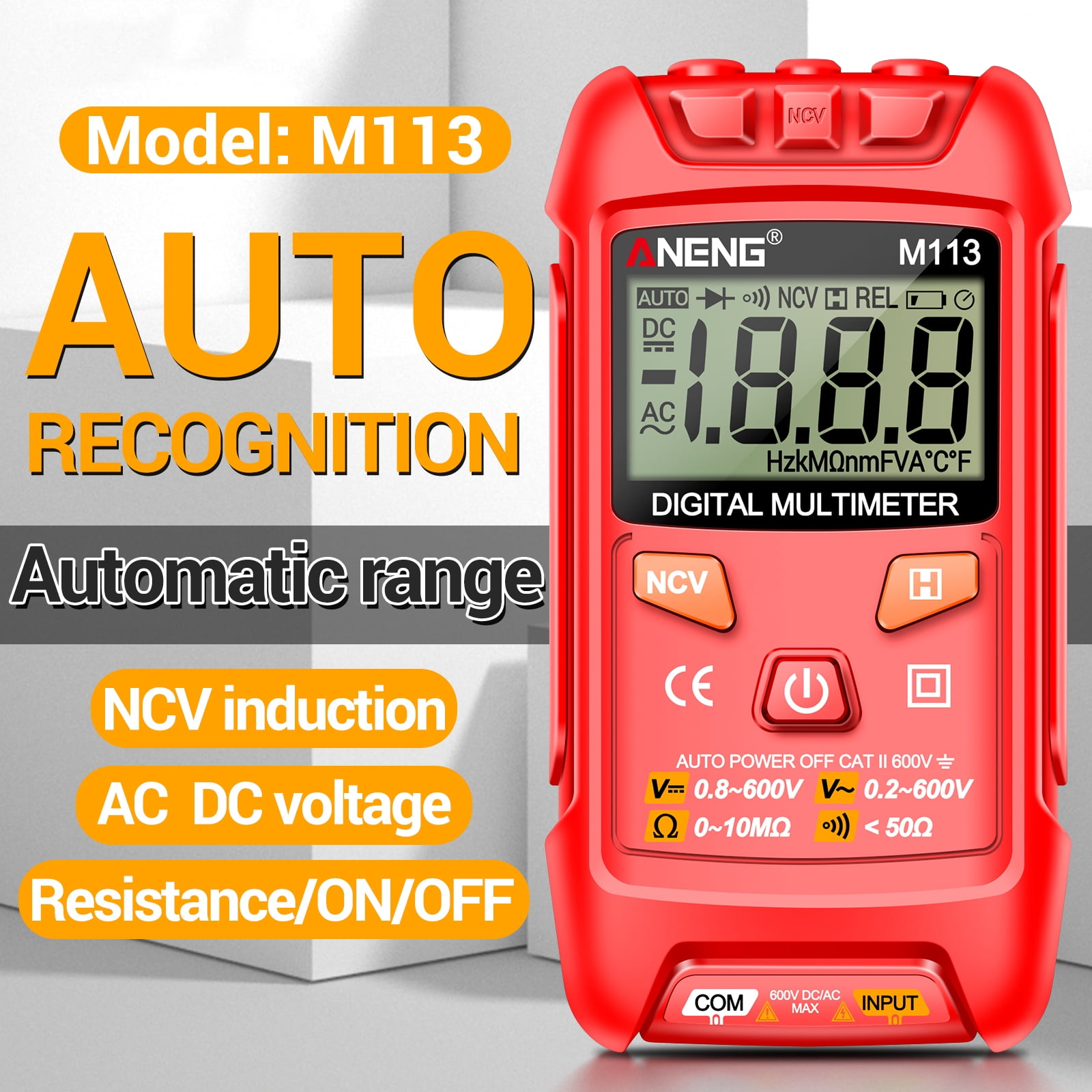 Shinysix Multimeters M113 Digital AC/DC Voltage Tester, LCD Display ...