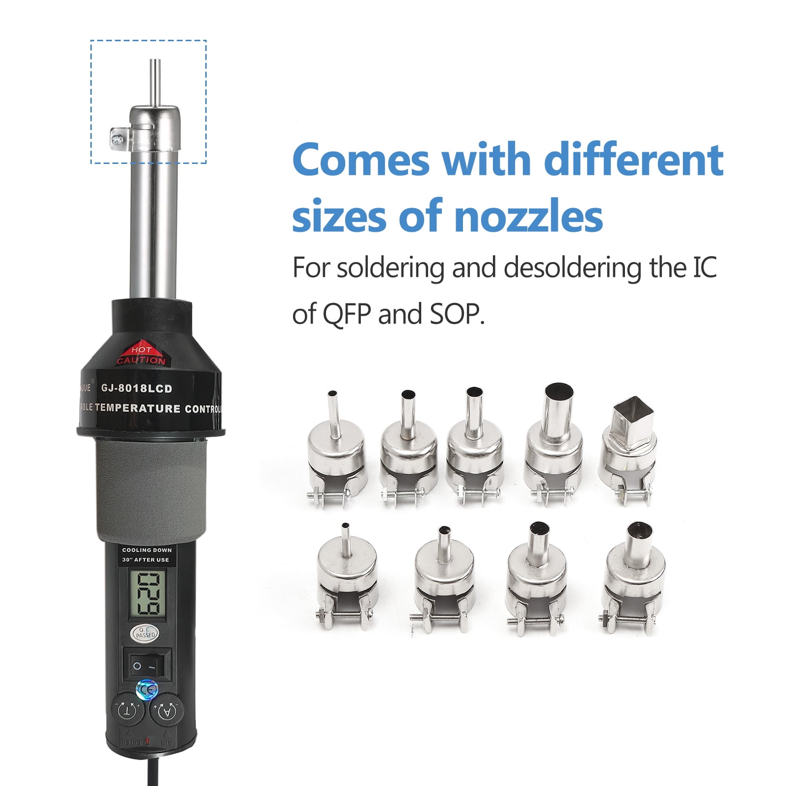 Shinysix Portable Soldering Heat Air Machine 450W, 450℃ Hot Air Rework ...